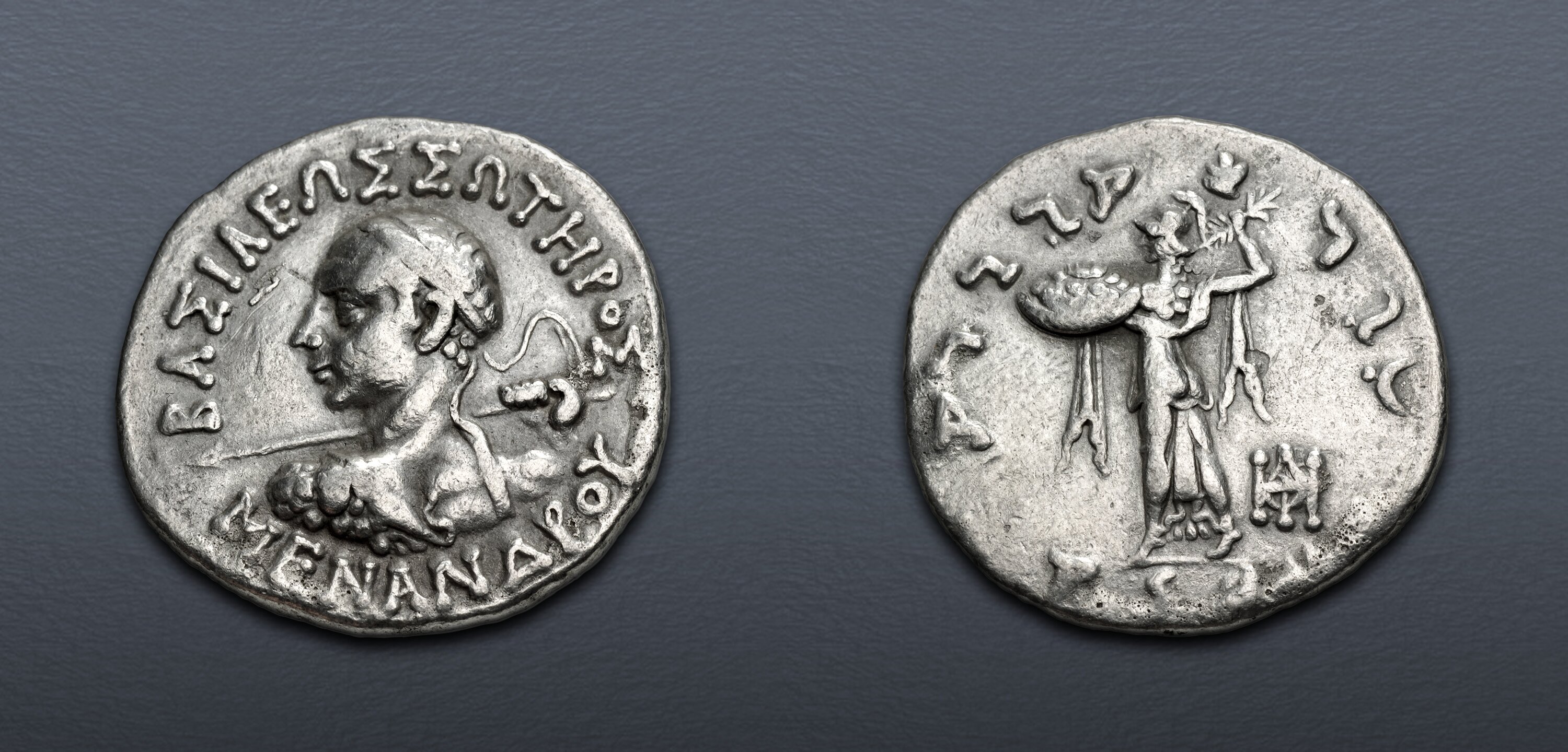BAKTRIA, Indo-Greek Kingdom. Menander I Soter. Circa 155-130 BC. AR ...