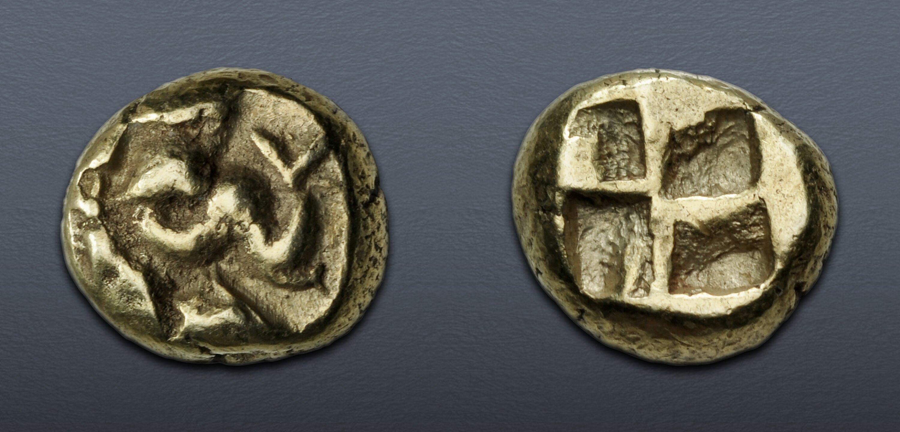 MYSIA, Kyzikos. Circa 550-450 BC. EL Hemihekte – Twelfth Stater (7.5mm ...