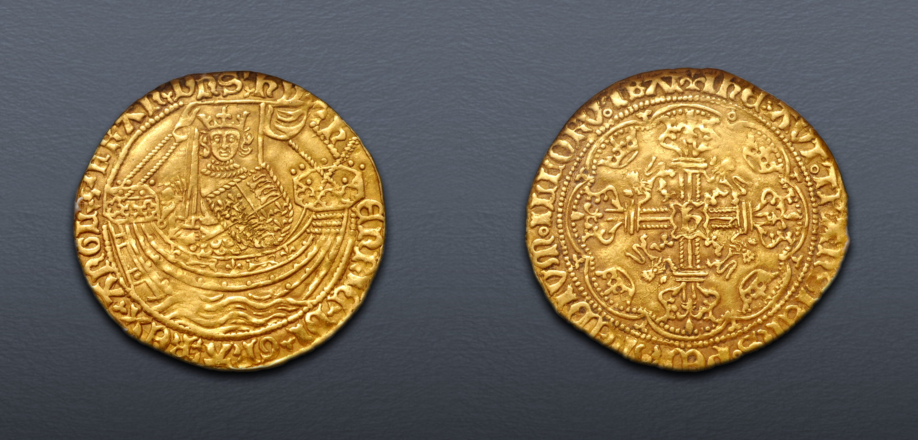 LANCASTER. Henry VI. First reign, 1422-1461. AV Noble (33mm, 4h ...