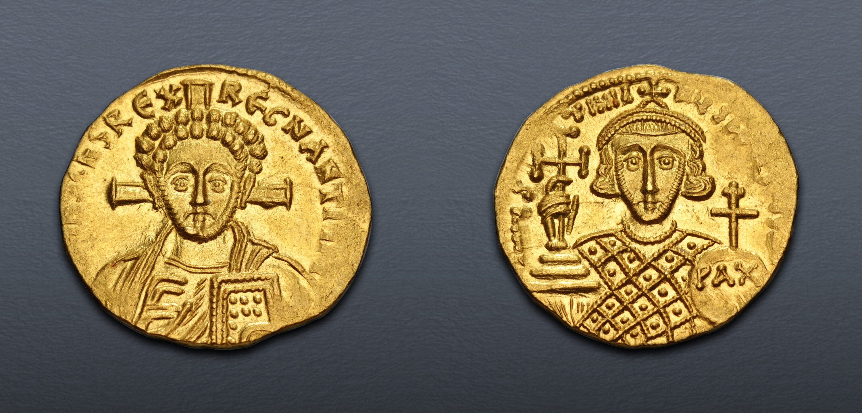 Justinian II. Second reign, 705-711. AV Solidus (20mm, 4.46 g, 6h ...