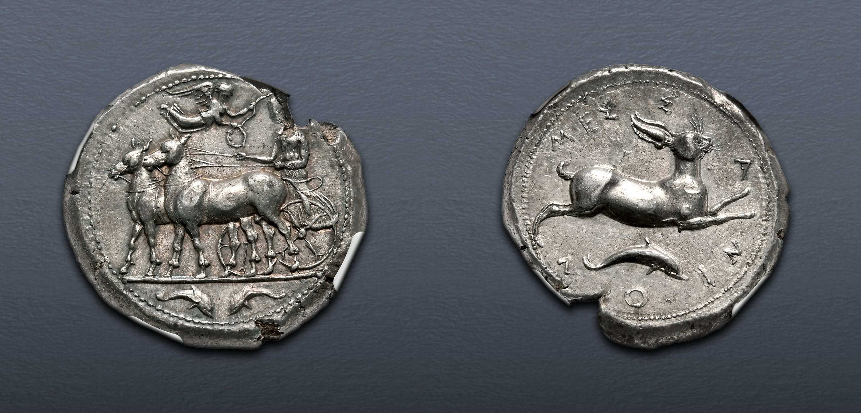 SICILY, Messana. 412-408 BC. AR Tetradrachm (26mm, 17.32 g, 4h). NGC Ch ...