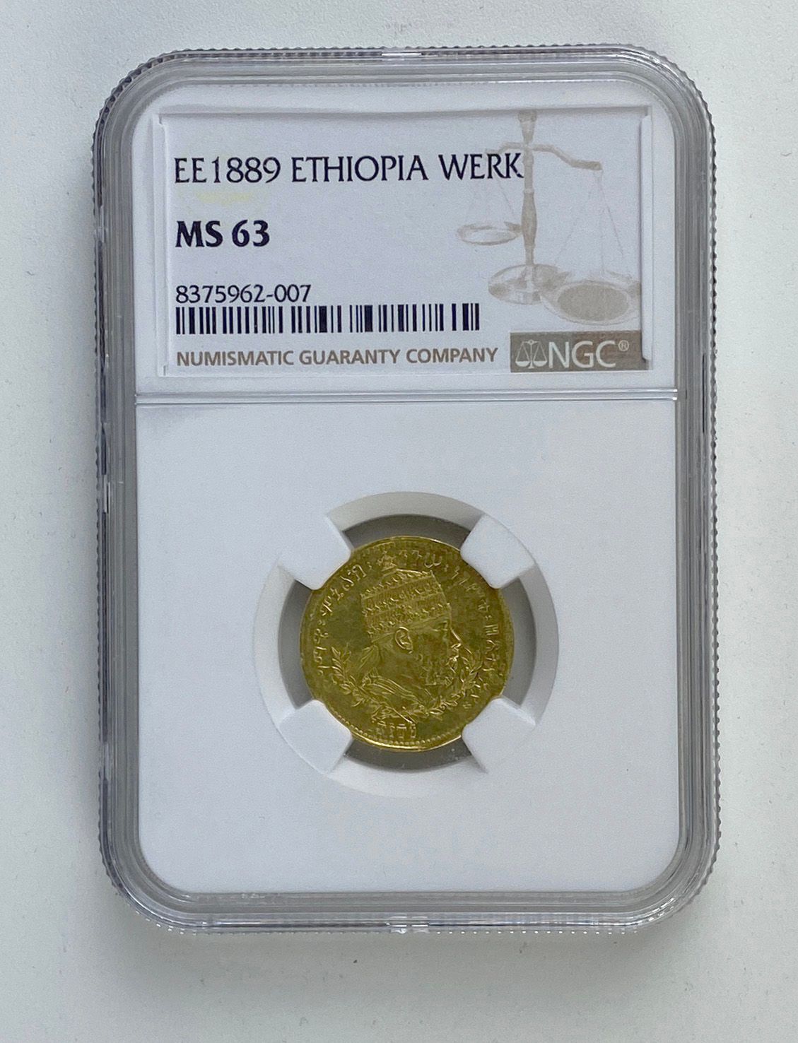 ETHIOPIA, Ethiopian Empire. Menelik II. 1889-1913. AV Werk (21mm, 2.86 ...