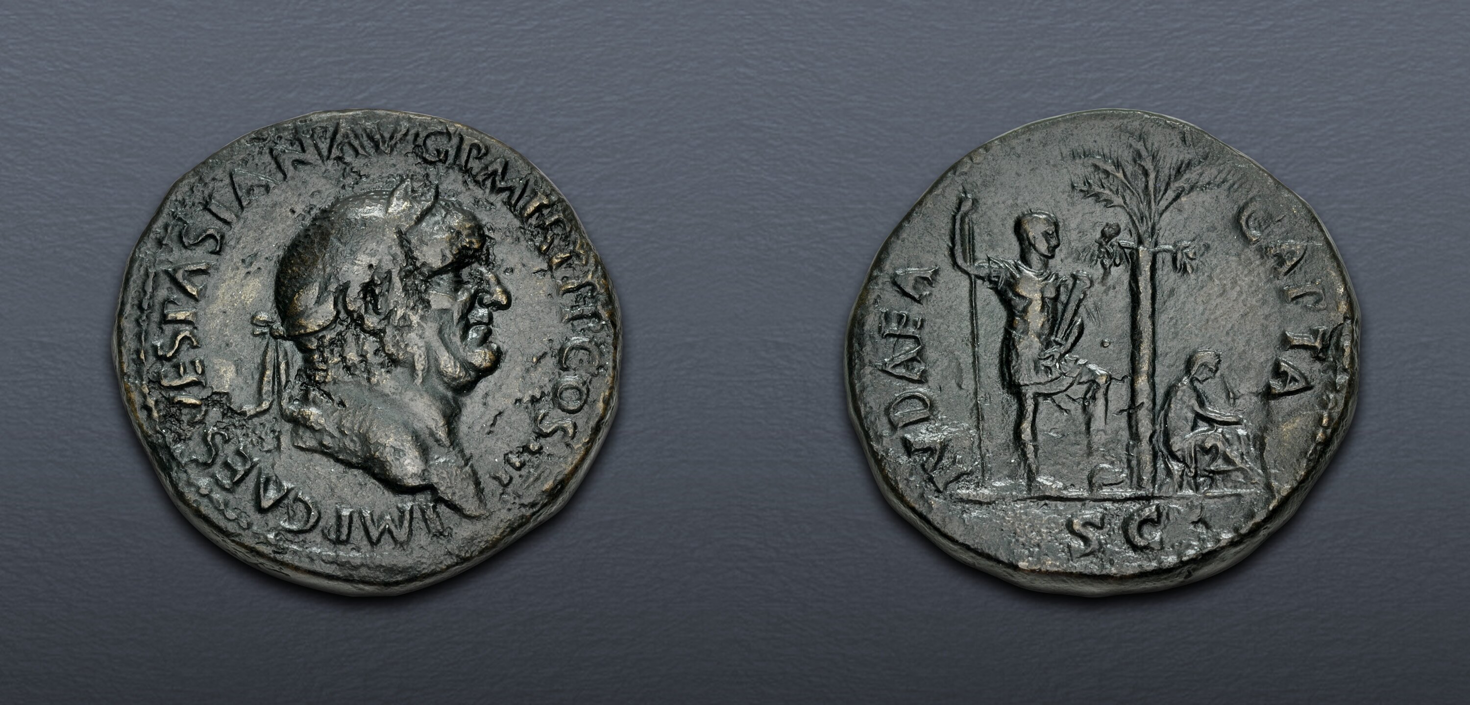 Vespasian. AD 69-79. Æ Sestertius (33mm, 24.88 g, 6h). “Judaea Capta ...