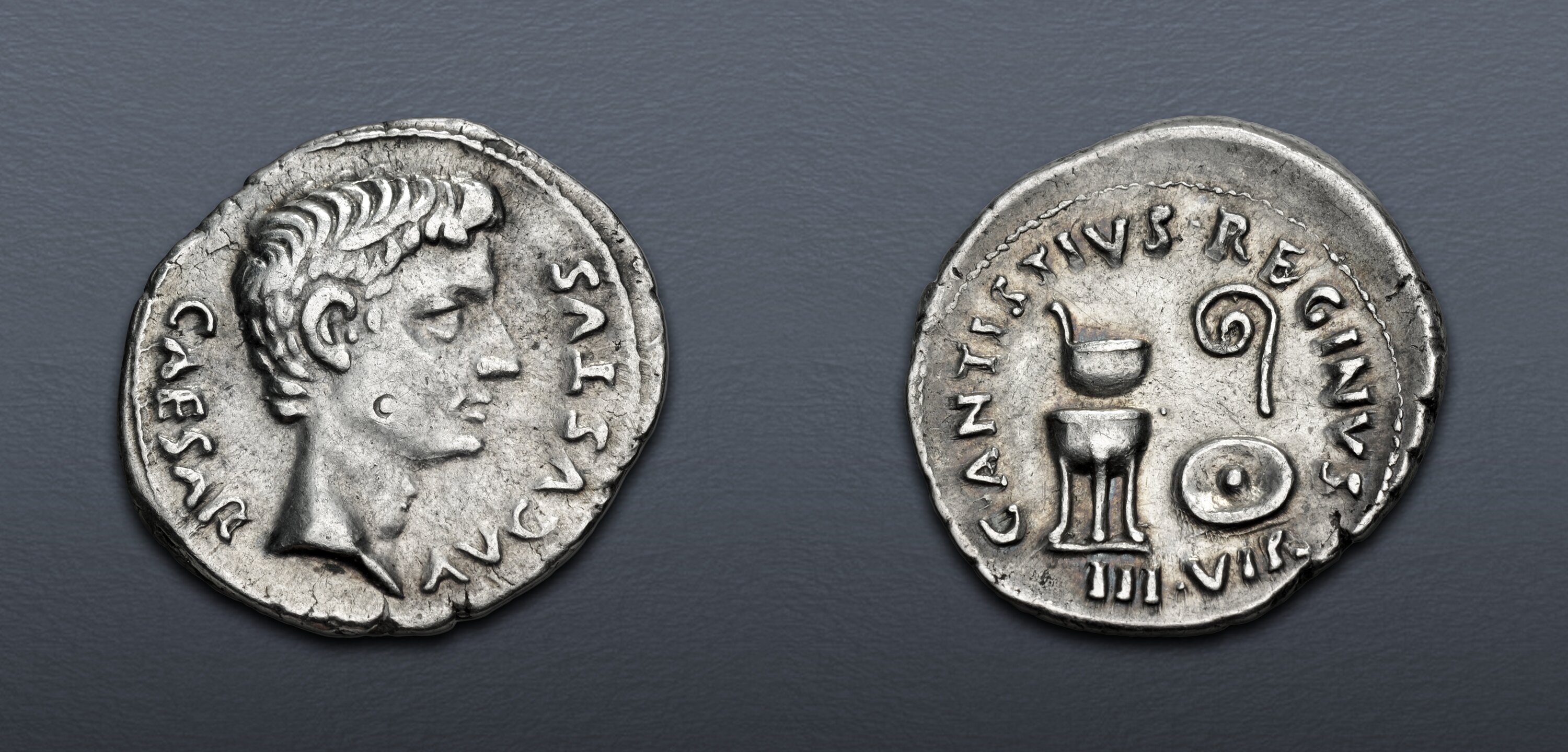 Augustus. 27 BC-AD 14. AR Denarius (21mm, 3.68 g, 9h). Rome mint; C ...
