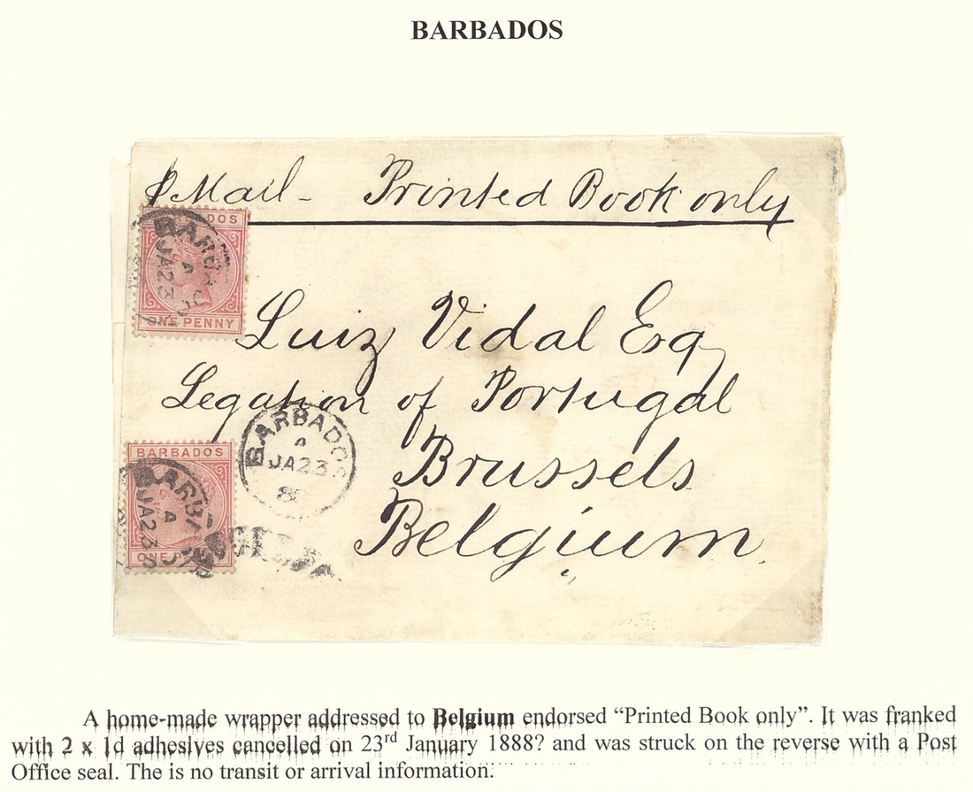 Barbados Covers and Cancellations 1888-1940 range of worldwide mail on ...