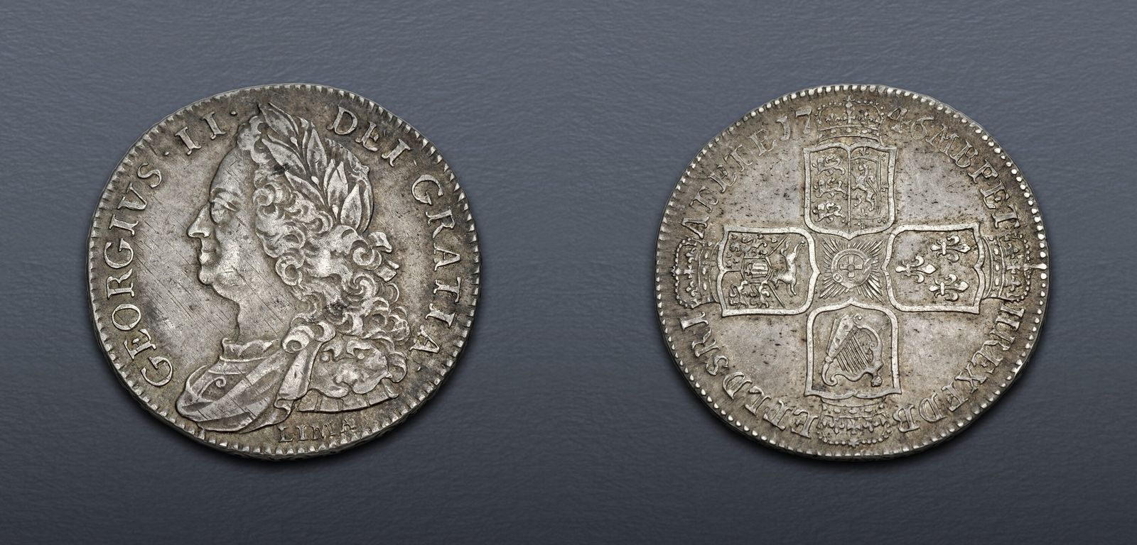 HANOVER. George II. 1727-1760. AR Halfcrown. Dated 1746 LIMA and RY D ...