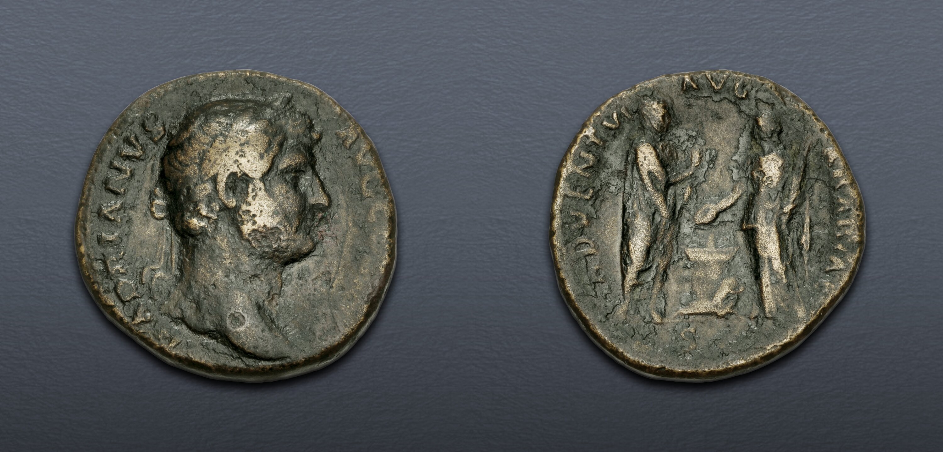 Hadrian. AD 117-138. Æ Dupondius (25.5mm, 12.36 g, 12h). “Travel series ...