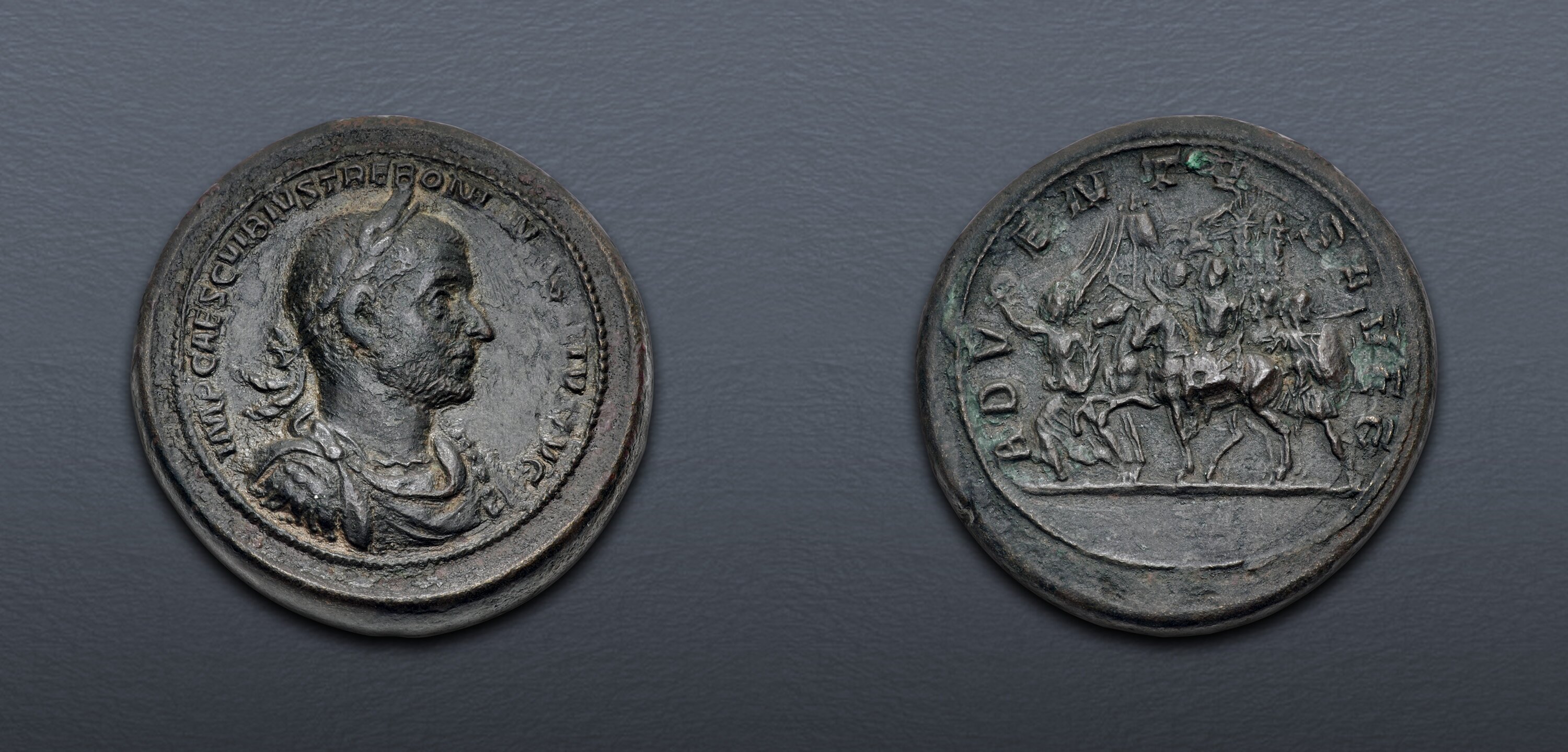 Trebonianus Gallus. AD 251-253. Æ Bimetallic Medallion (39mm, 60.80 g ...