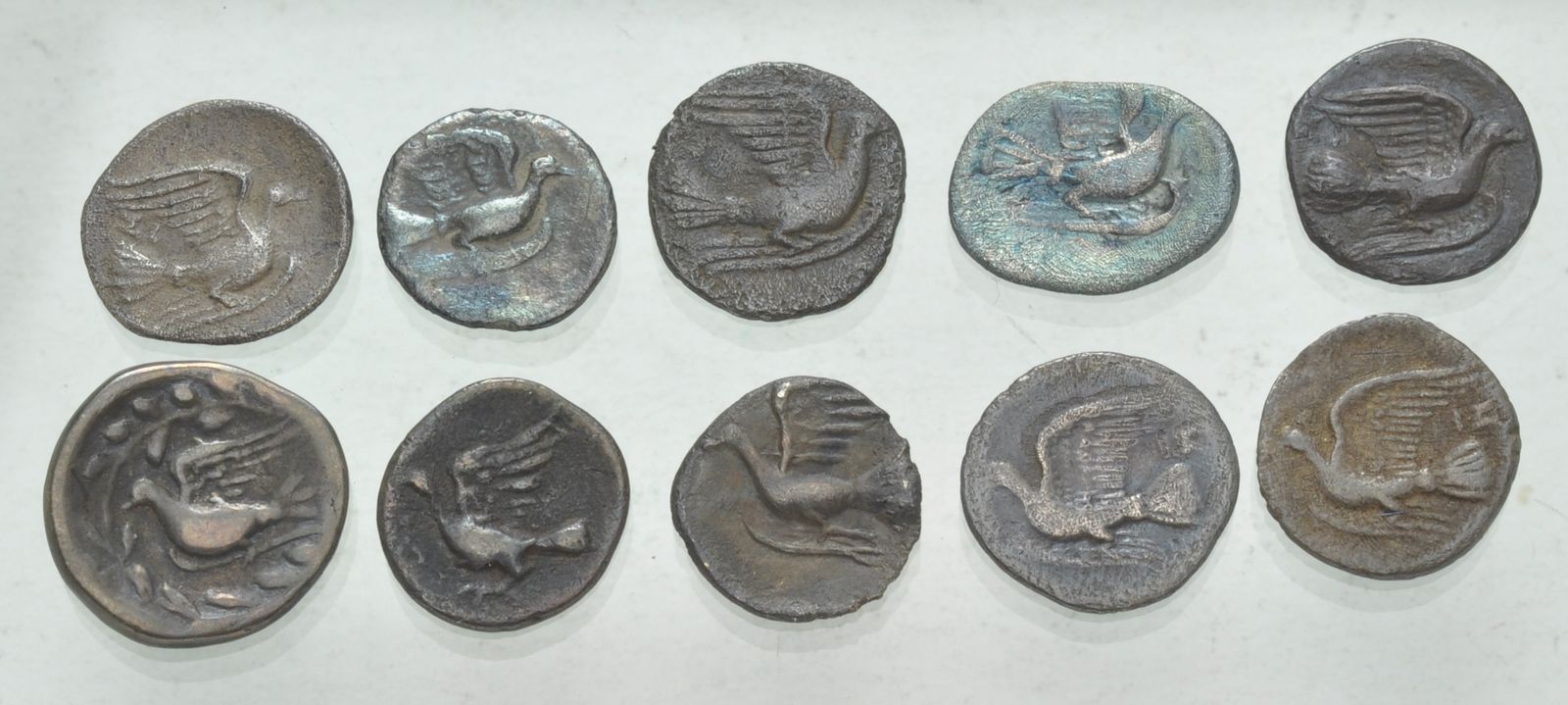 GREEK. Central & Southern Greece. Lot of ten (10) mostly AR Obols of ...