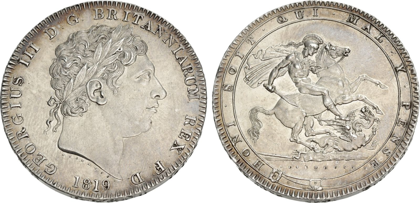 HANOVER. George III. 1760-1820. AR Crown. Dated 1819 and RY LIX. AU ...