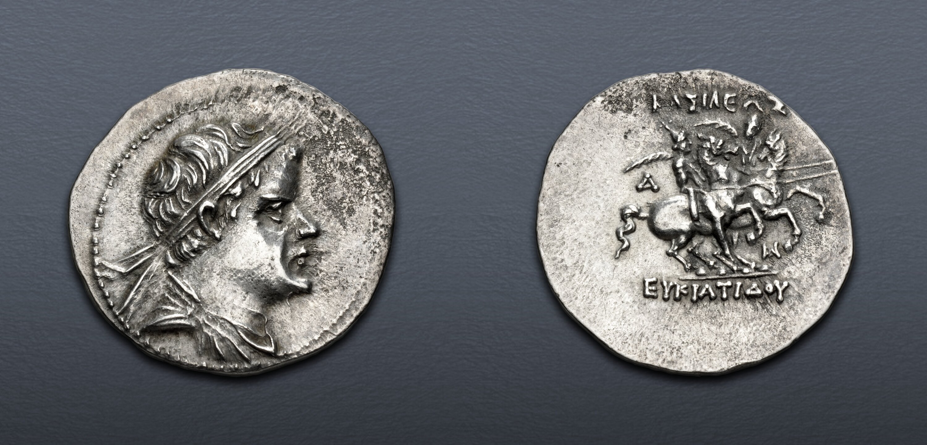 BAKTRIA, Greco-Baktrian Kingdom. Eukratides I Megas. Circa 170-145 BC ...