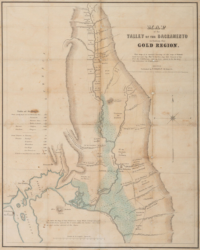 [GOLD RUSH]. LARKIN, Thomas O. Map of the Valley of the Sacramento including the Gold Region ...