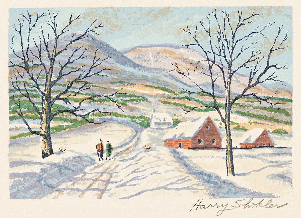 HARRY SHOKLER (1896 - 1978) Winter Walk. | Swann Galleries App