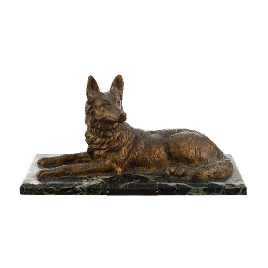 Dimitri Chiparus (1886-1947), Chien policier, bronze à patine mordorée ...