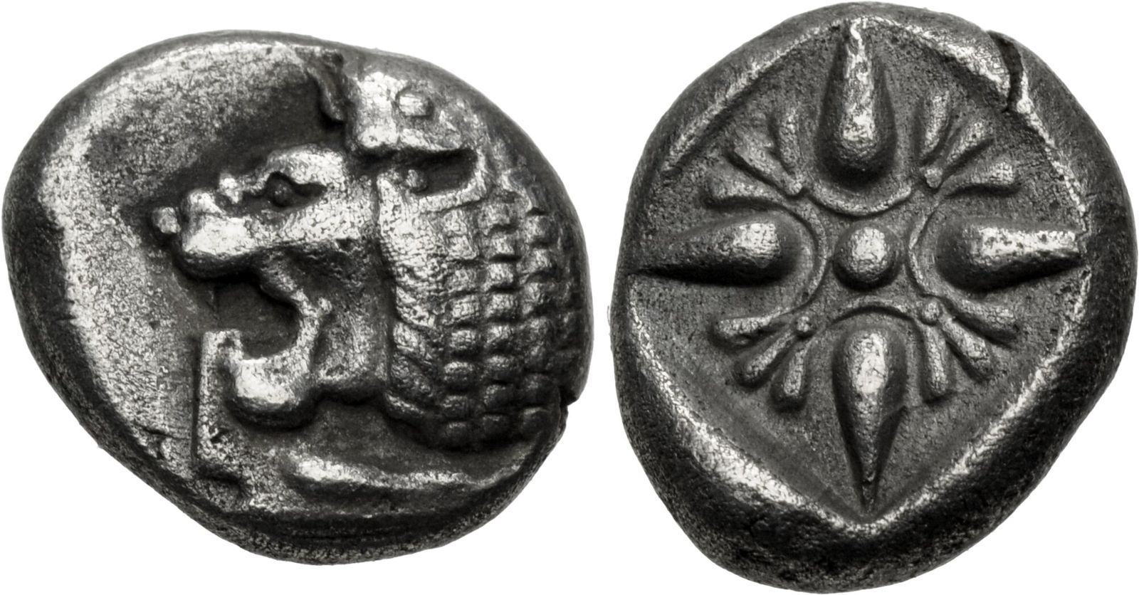 IONIA, Miletos. Late 6th-early 5th century BC. AR Diobol (9.5mm, 1.13 g ...