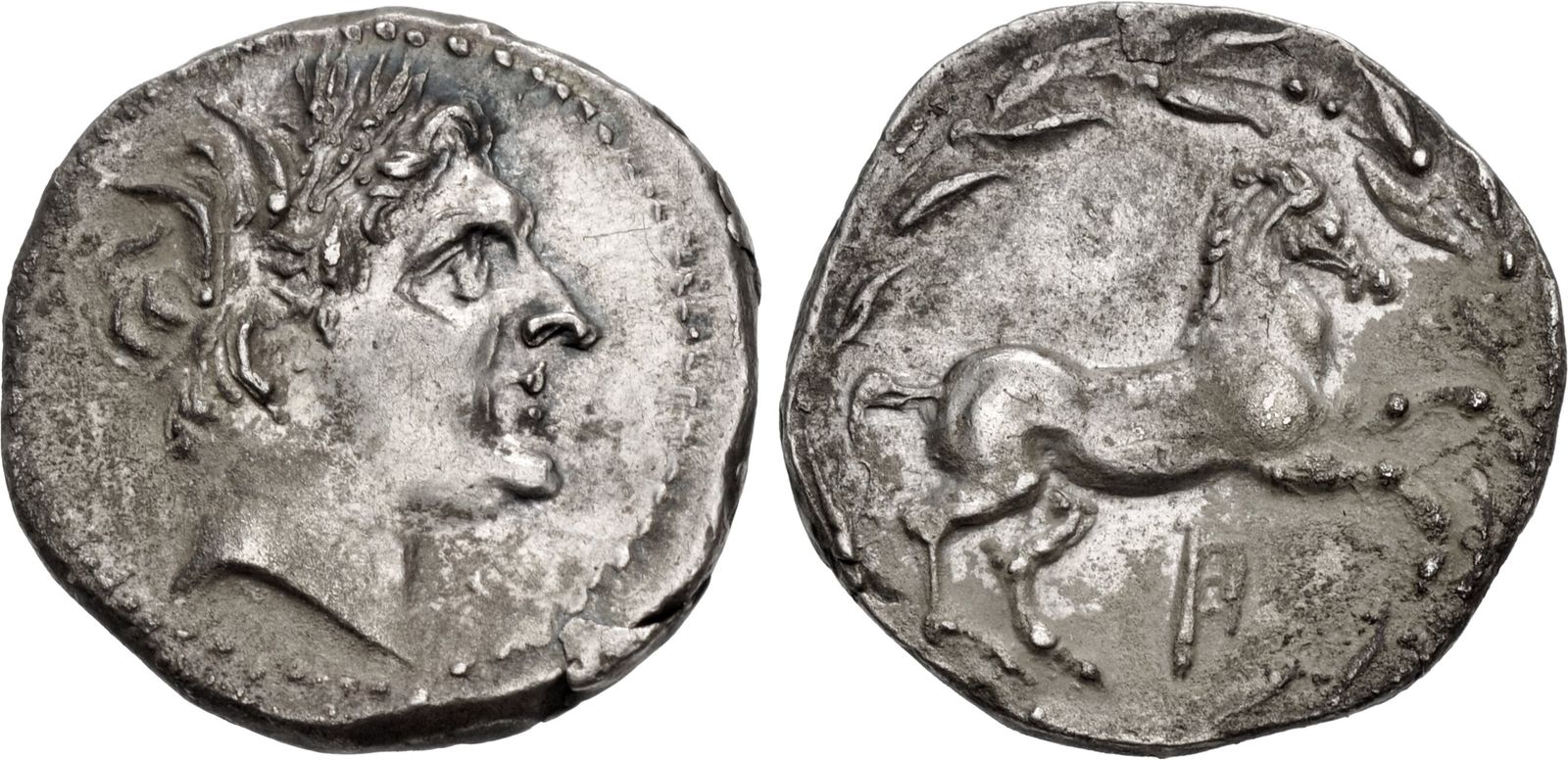 SICILY, Akragas. Punic occupation. 213-211 BC. AR Half Shekel (19mm, 4. ...