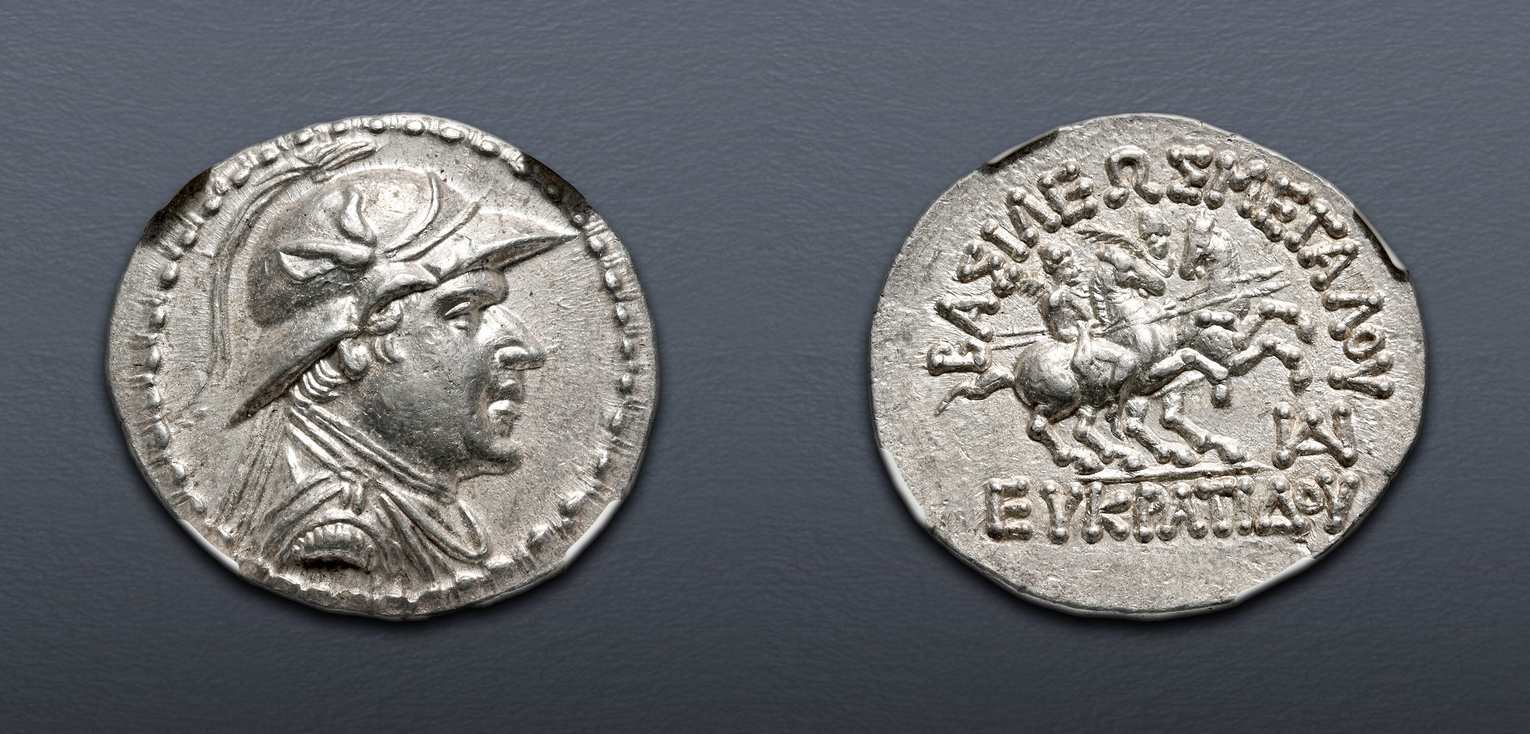 BAKTRIA, Greco-Baktrian Kingdom. Eukratides I Megas. Circa 170-145 BC ...