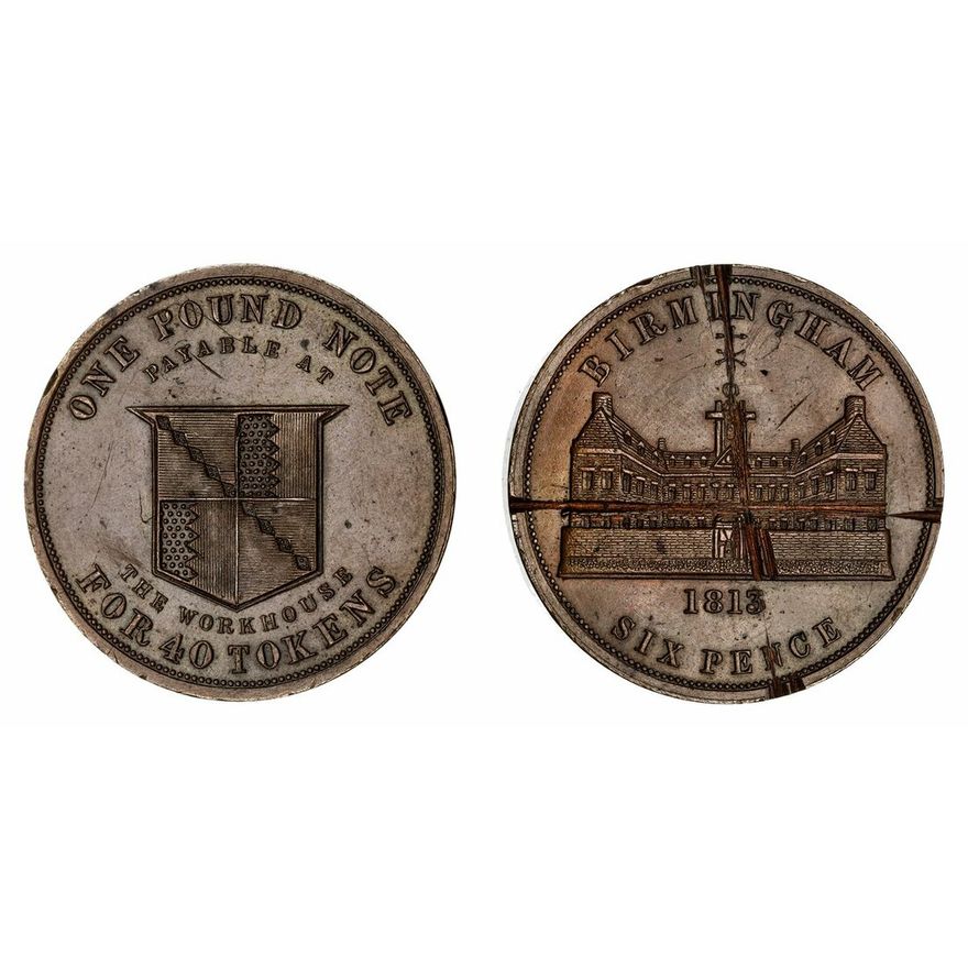 WARWICKSHIRE, Birmingham Workhouse, Davis' Sixpence, 1813, BIRMINGHAM ...