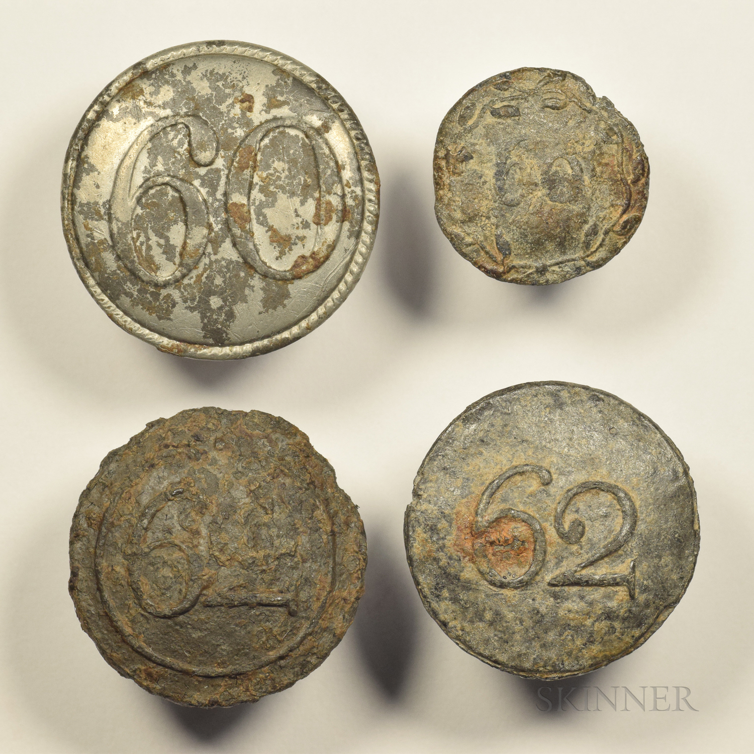 Four Pewter British Army Regimental Buttons | Barnebys