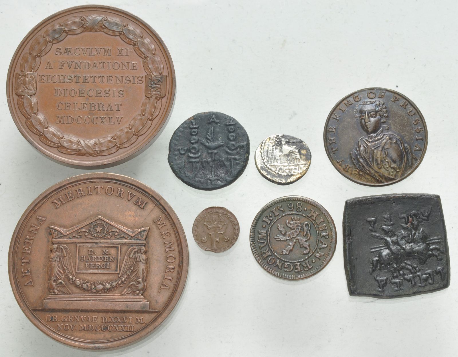 MIXED. Oriental Greek - British. Lot of eight (8) mostly bronze coins ...