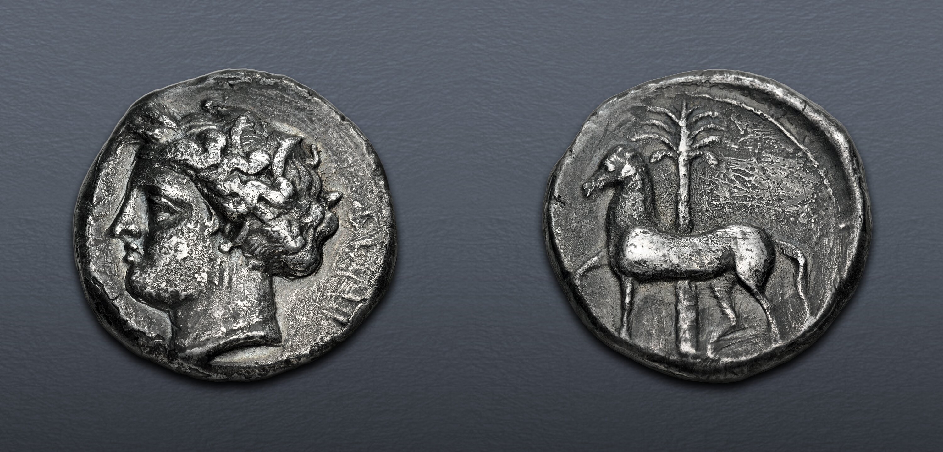 SICULO-PUNIC, “The Camp”. Circa 345/38-320/15 BC. AR Tetradrachm (25mm ...