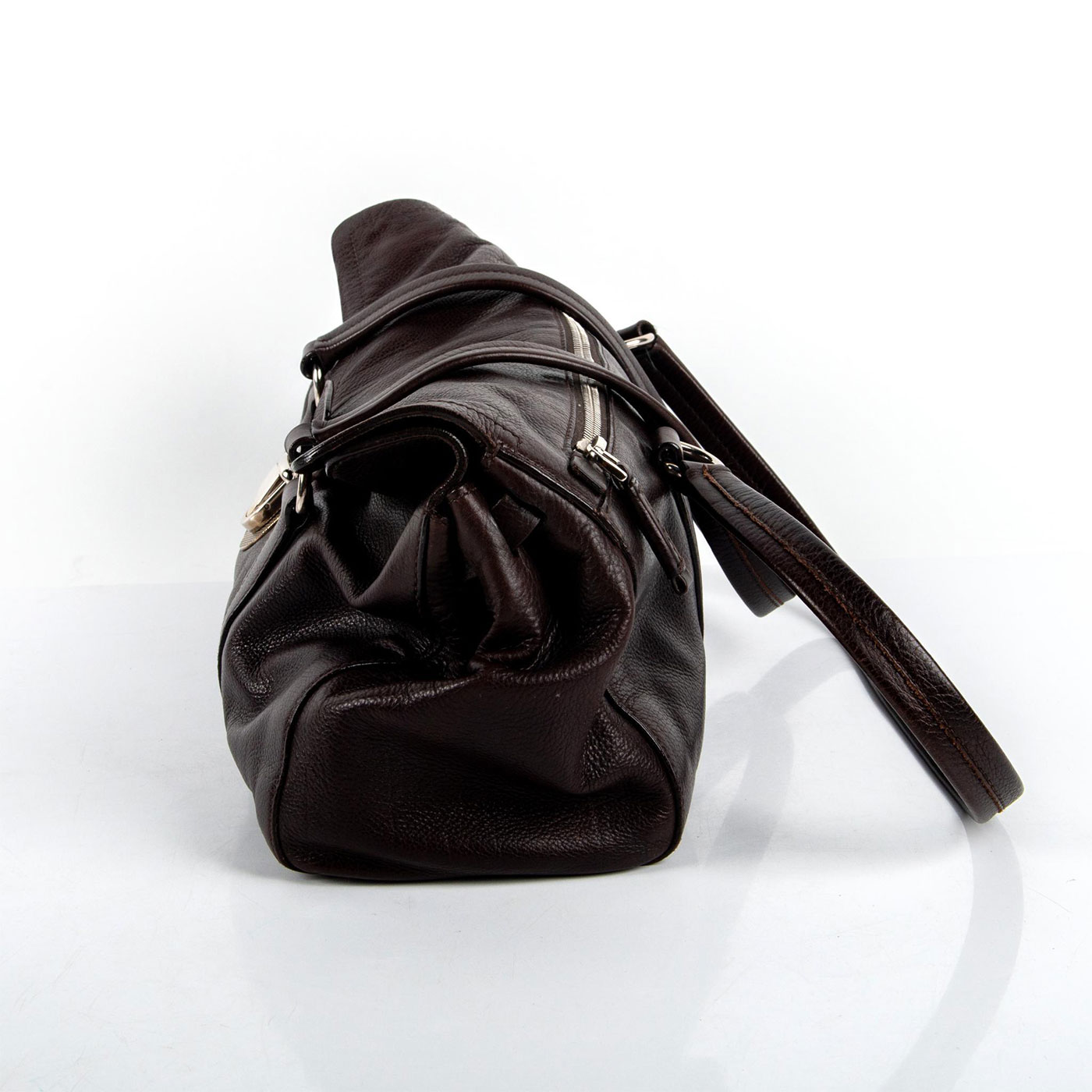 PRADA Brown Leather Push lock Bauletto Shoulder Bag | Lion PRADA Brown Leather Push lock Bauletto Shoulder Bag | Lion