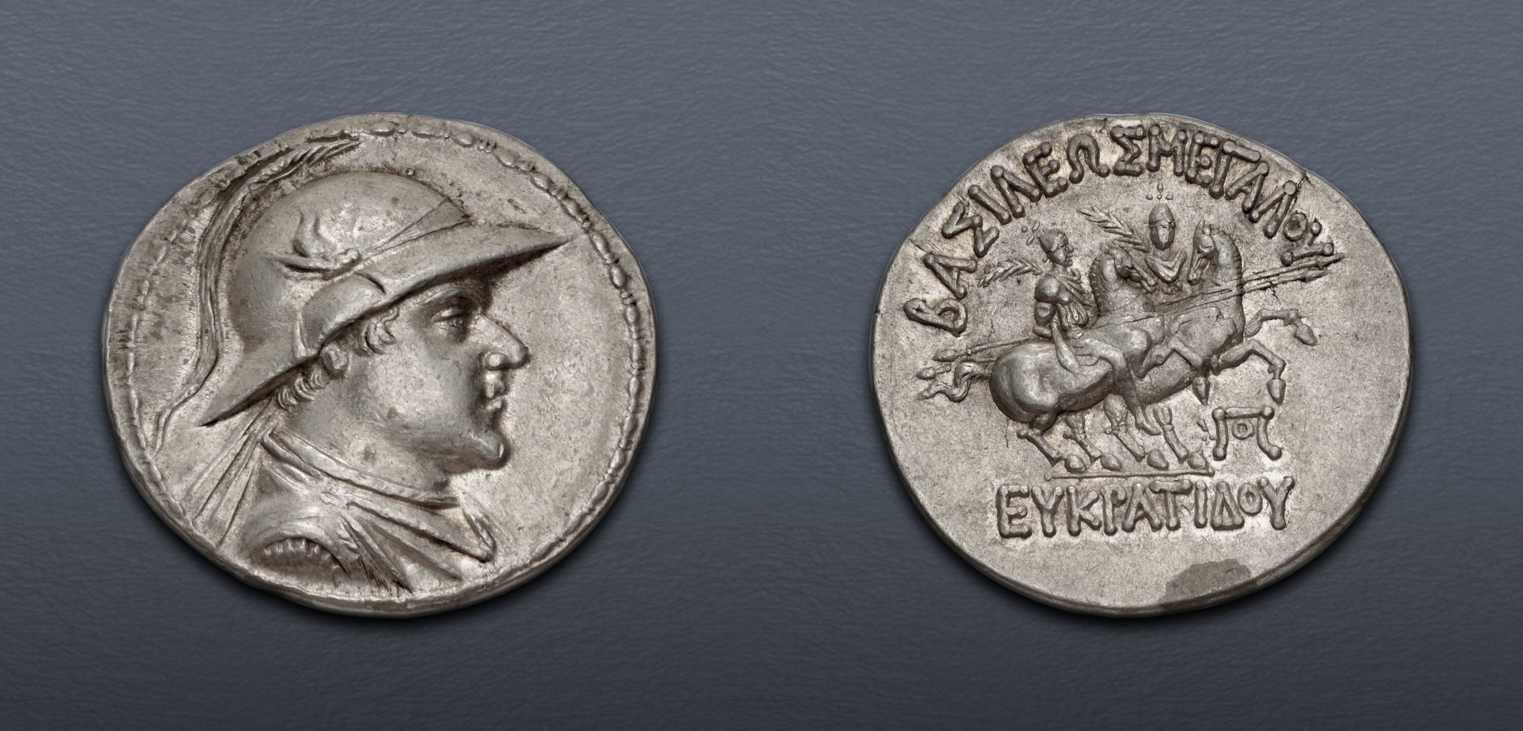 BAKTRIA, Greco-Baktrian Kingdom. Eukratides I Megas. Circa 170-145 BC ...