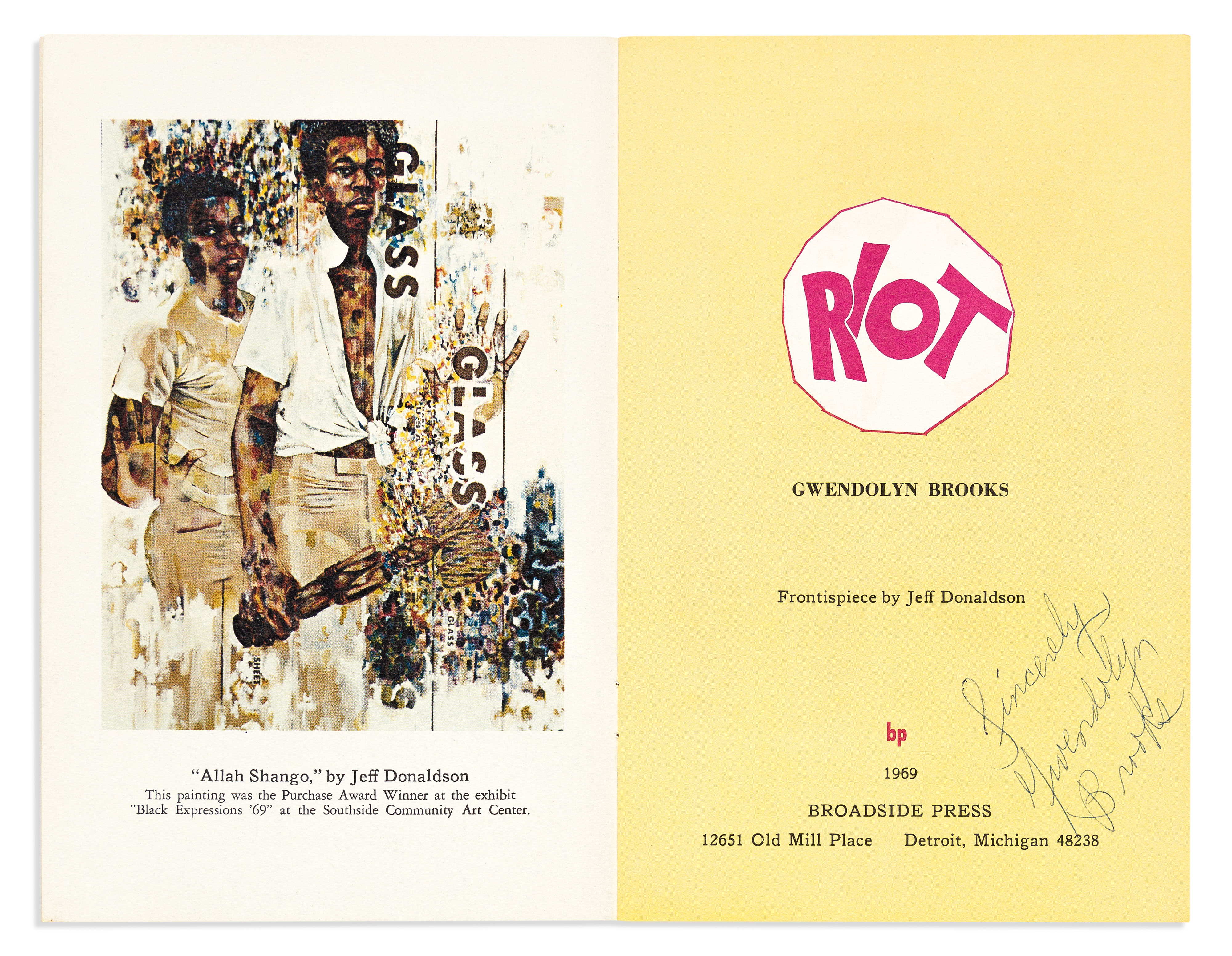 (LITERATURE.) Gwendolyn Brooks. Inscribed copy of her three-part poem ...