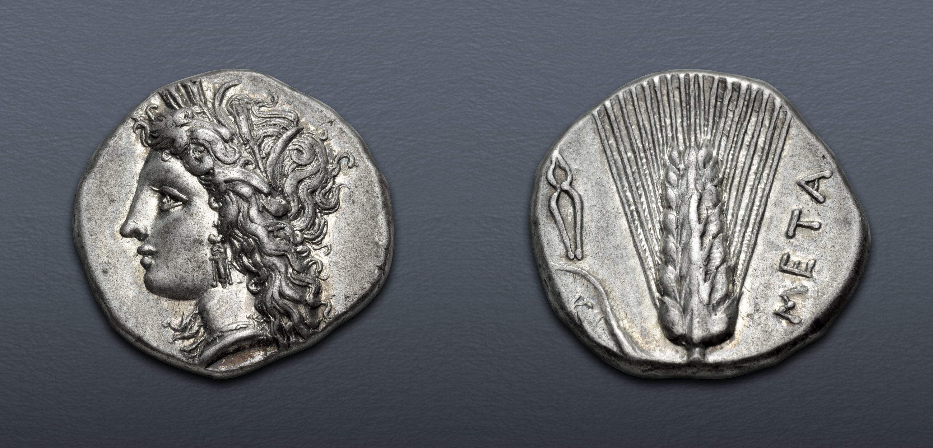 LUCANIA, Metapontion. Circa 330-290 BC. AR Nomos (21mm, 7.86 g, 5h ...