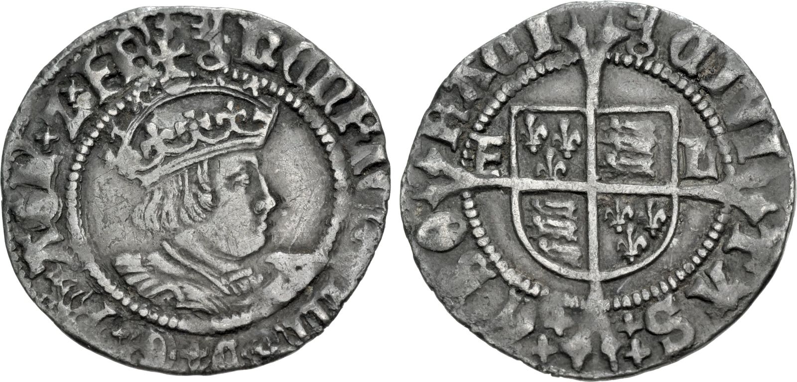TUDOR. Henry VIII. 1509-1547. AR Halfgroat (18mm, 1.35 g, 2h). Second ...