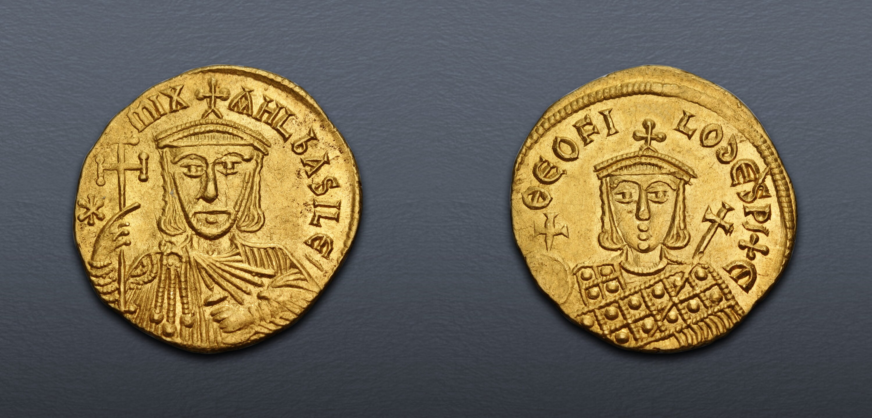 Michael II the Amorian, with Theophilus. 820-829. AV Solidus (19mm, 4. ...
