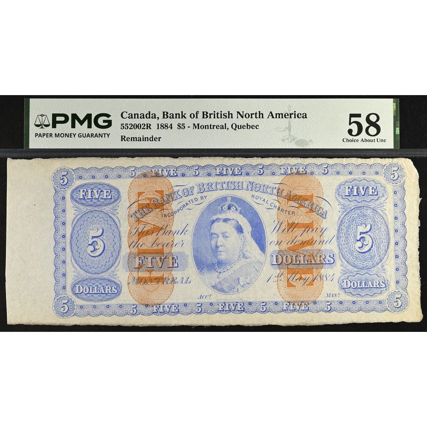 Bank of British North America, Canada, *TOP POP* remainder $5, Montreal ...