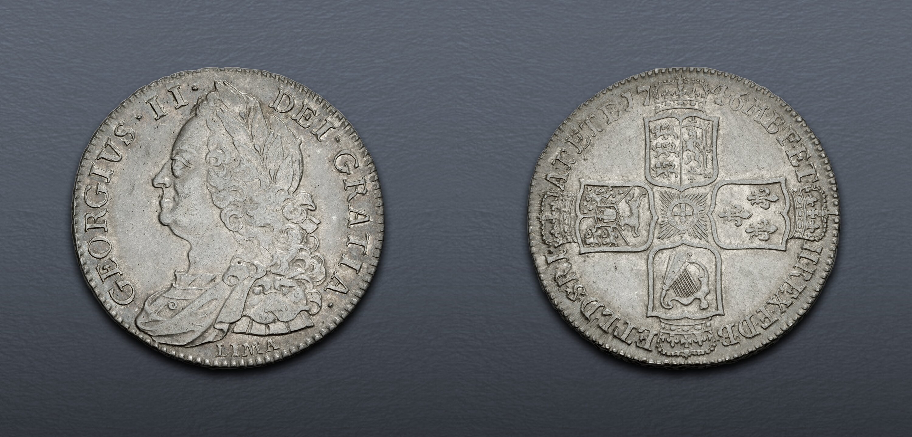 HANOVER. George II. 1727-1760. AR Halfcrown. Dated 1746 LIMA and RY D ...