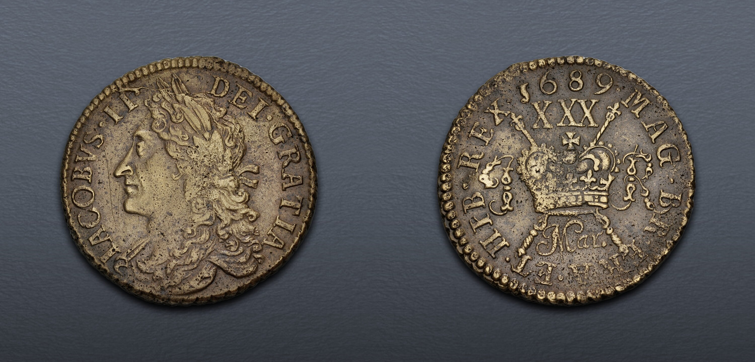 IRELAND. James II. 1685-1691. Æ Halfcrown. ‘Gunmoney’ coinage. Dublin ...