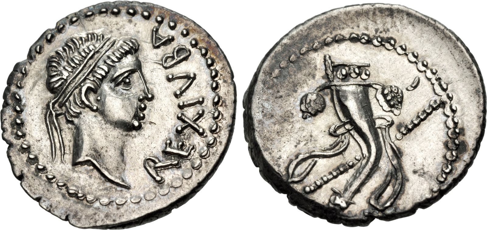 KINGS of MAURETANIA. Juba II. 25 BC-AD 24. AR Denarius (18mm, 2.90 g ...