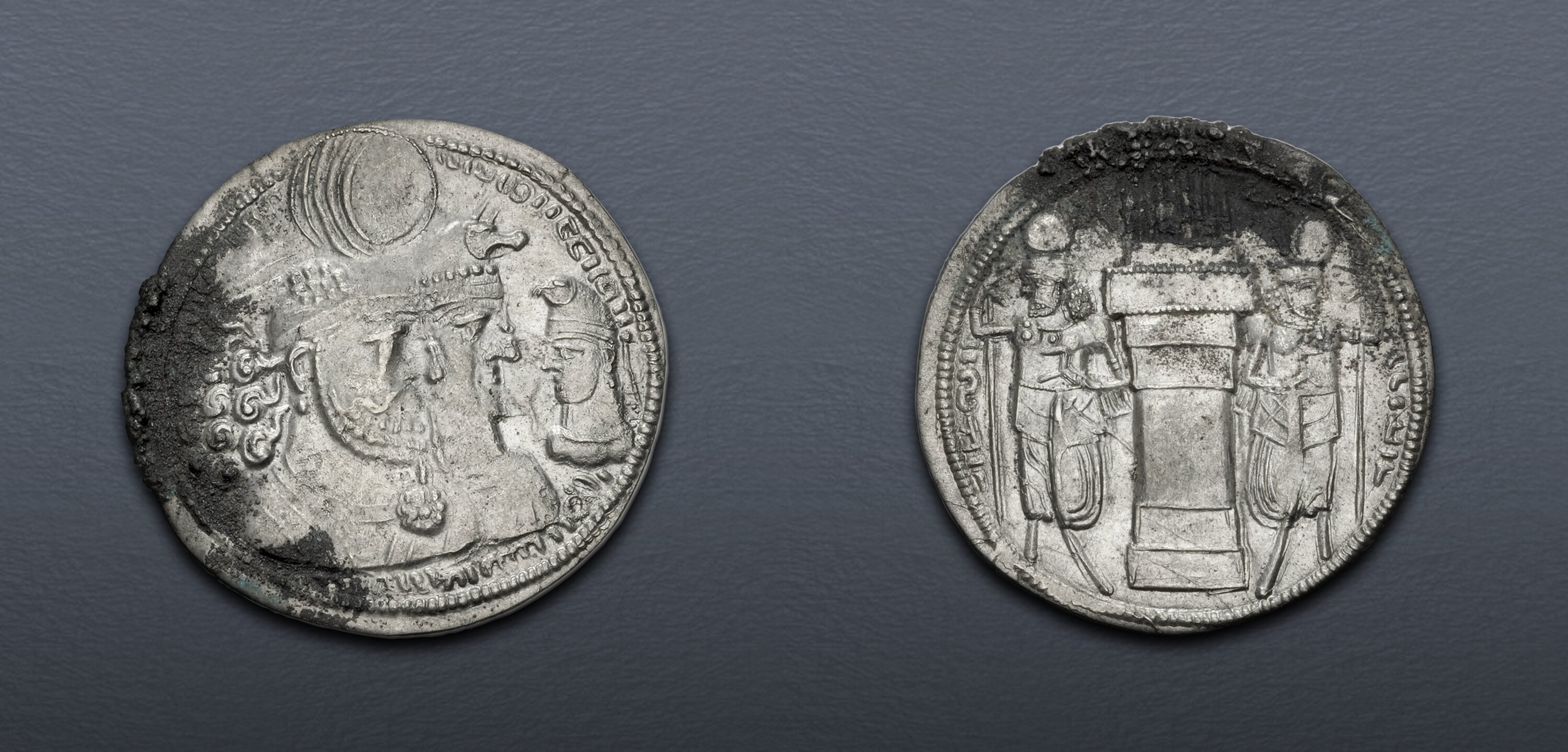 SASANIAN KINGS. Vahrām (Bahram) II, with Queen and Prince 4. AD 276-293 ...