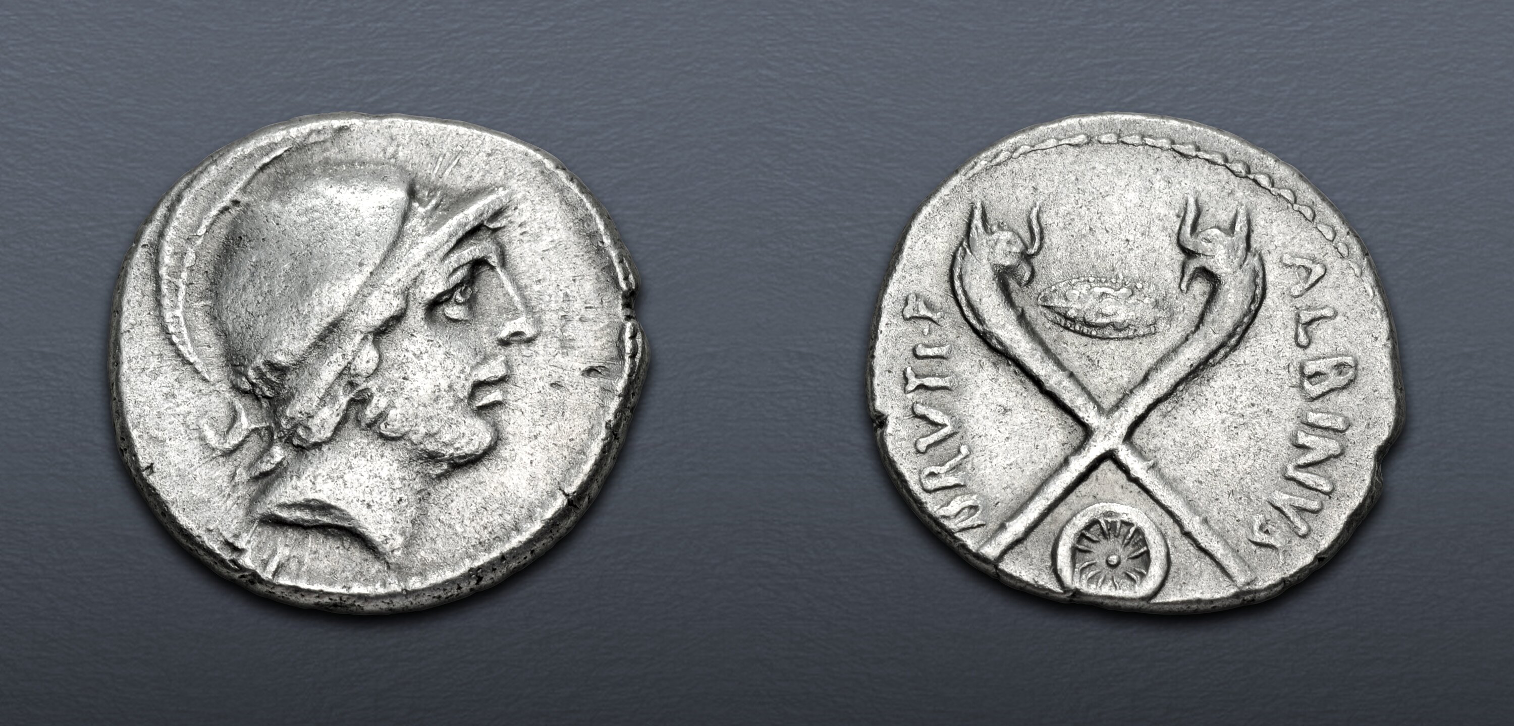 Moneyer issues of Imperatorial Rome. Albinus Bruti f. 48 BC. AR ...