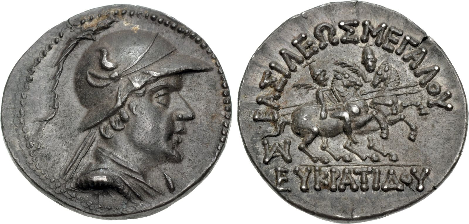 BAKTRIA, Greco-Baktrian Kingdom. Eukratides I Megas. Circa 170-145 BC ...