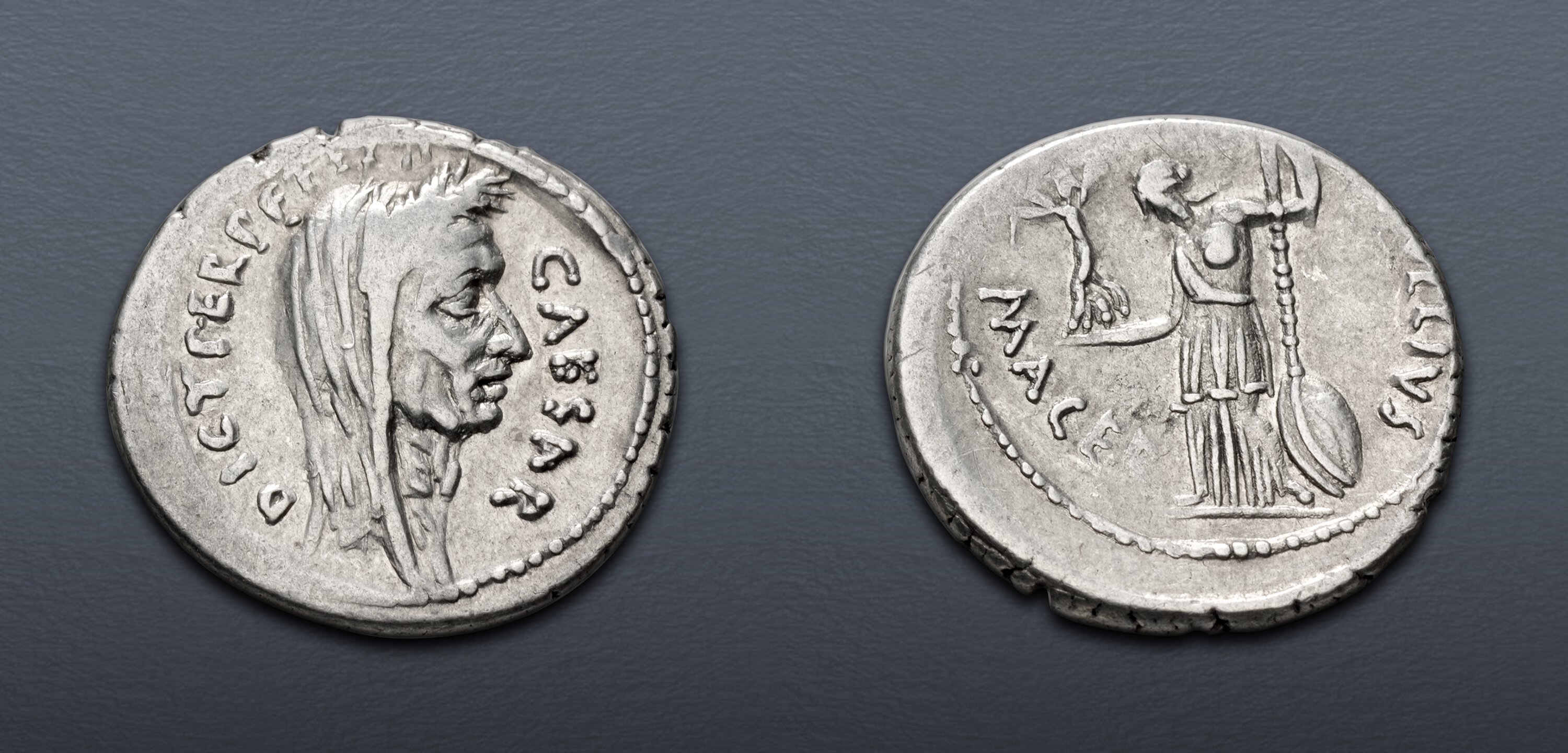 The Caesarians. Julius Caesar. February-March 44 BC. AR Denarius (19 ...