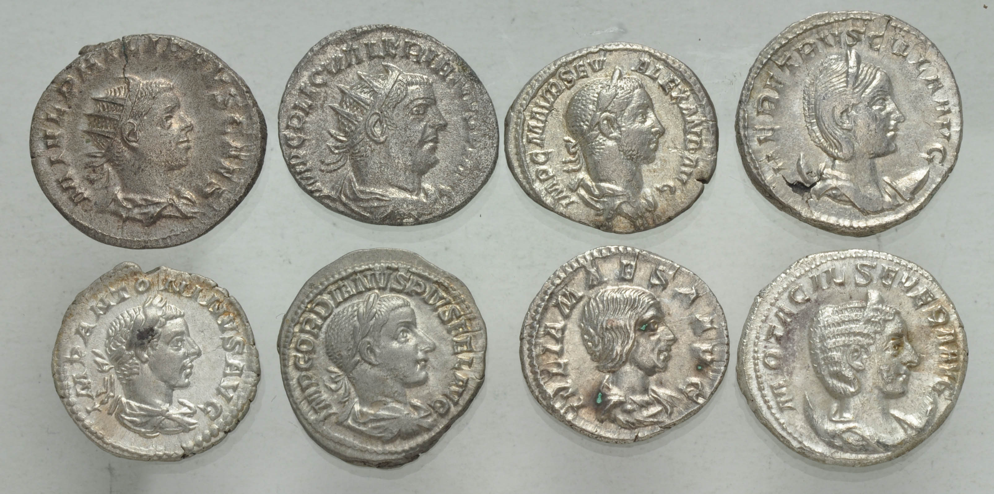 ROMAN. Imperial. Lot of eight (8) AR Denarii and Antoniniani ...