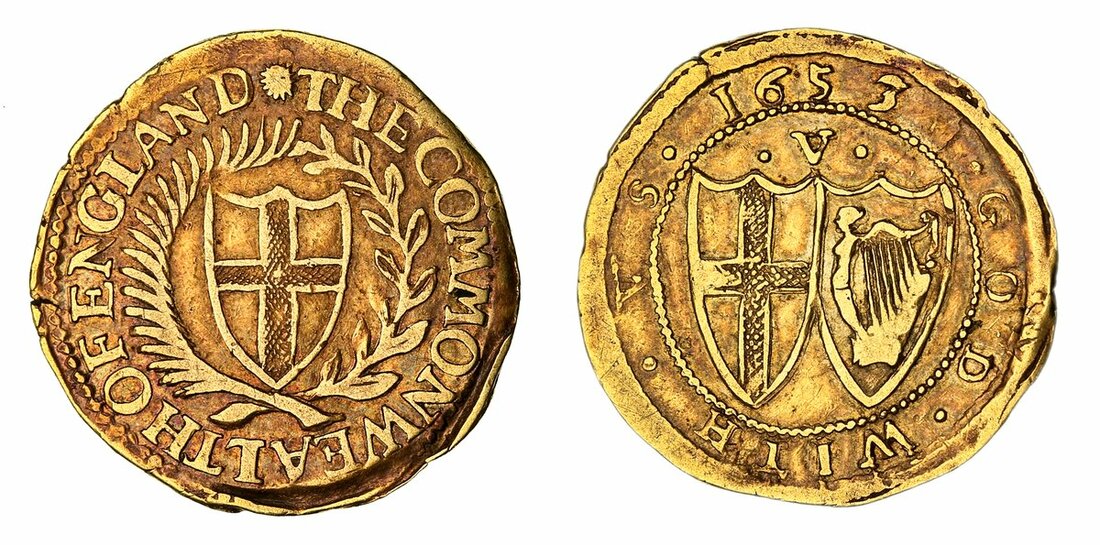 Commonwealth (1649-1660), Five-Shilling Piece, Quarter-Unite or Gold ...