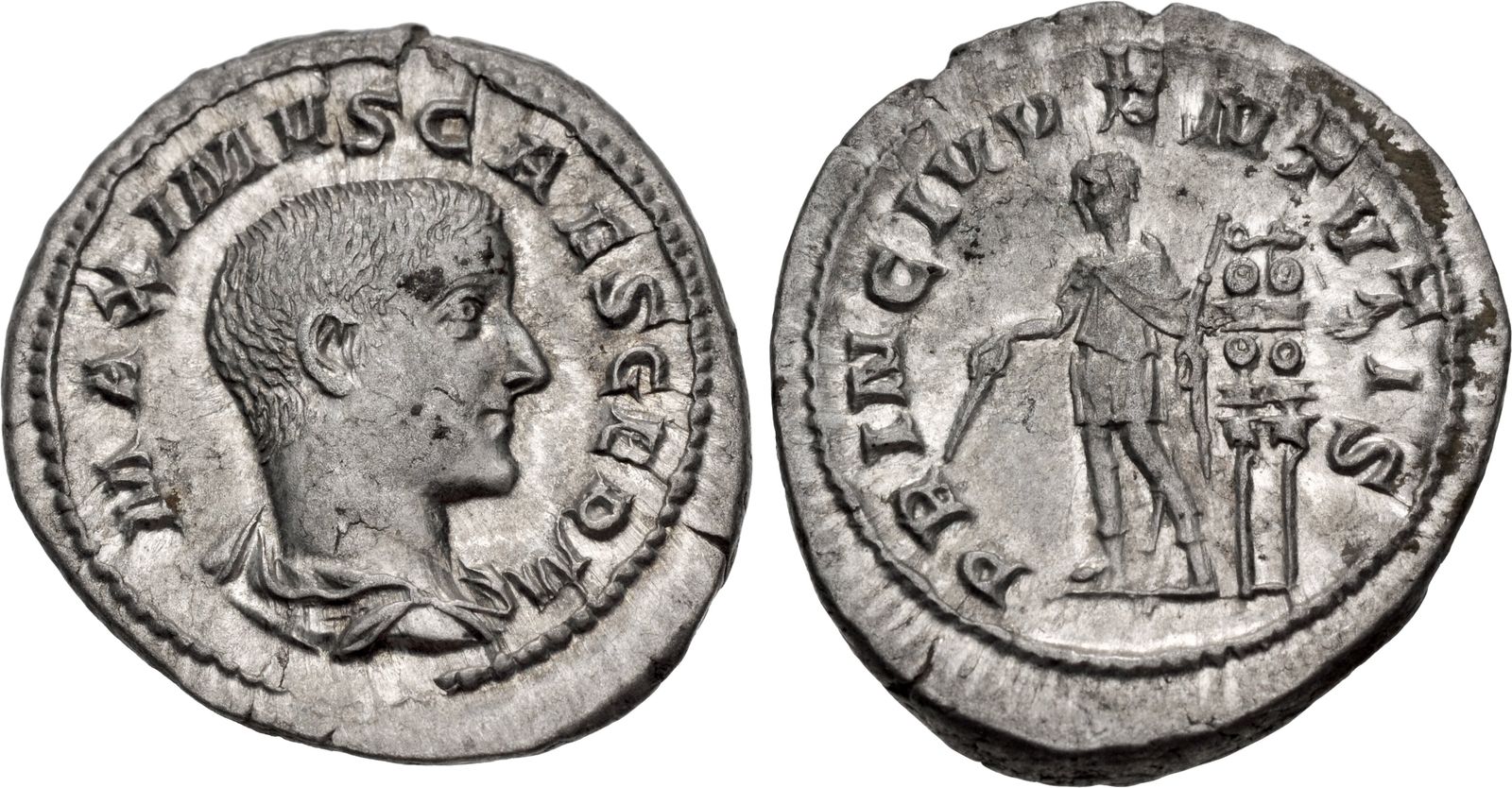 Maximus. Caesar, AD 235/6-238. AR Denarius (19.5mm, 3.63 g, 12h). Rome ...