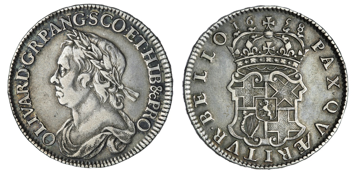 Cromwell, as Lord Protector (1653-1658), Halfcrown, 1658, Drury House ...