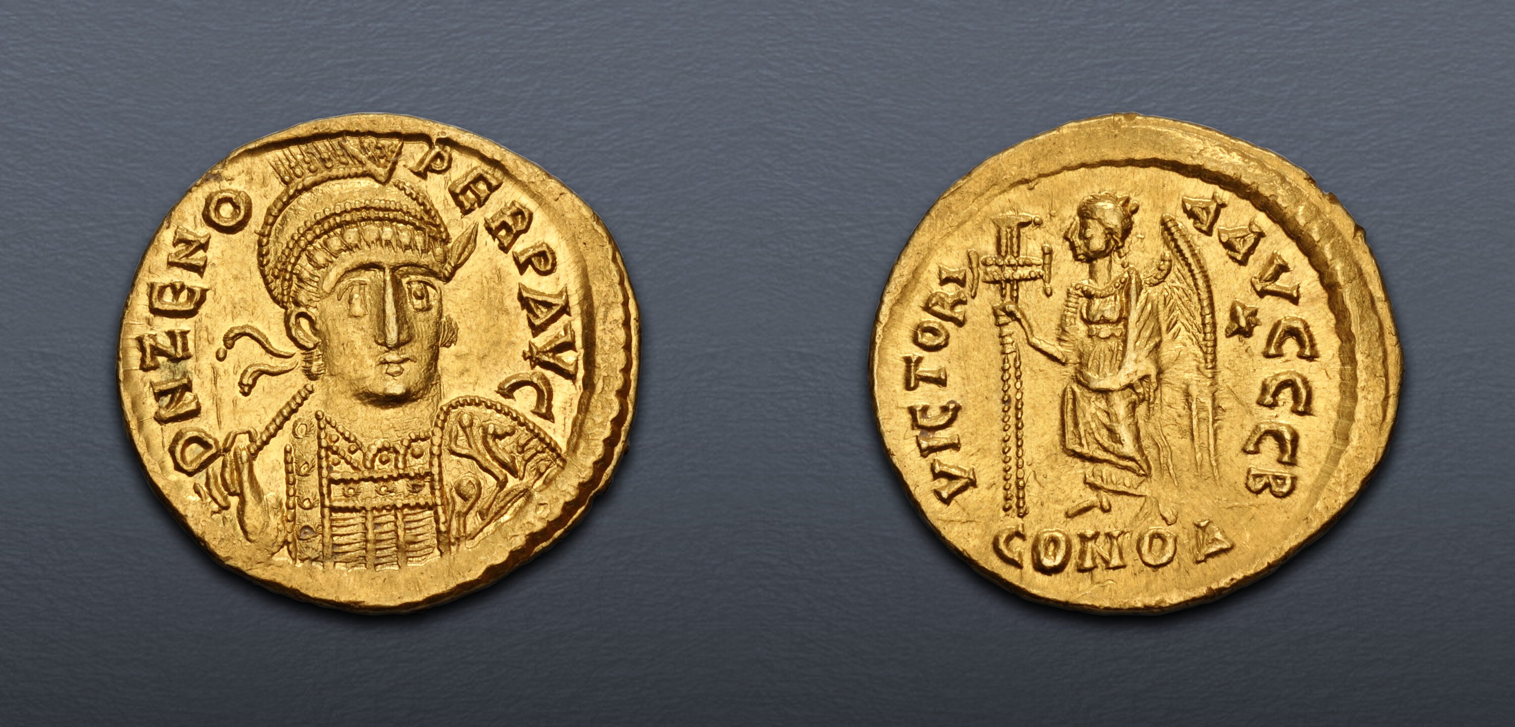 Zeno. Second reign, AD 476-491. AV Solidus (19mm, 4.48 g, 6h ...