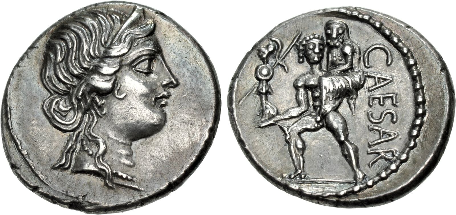 The Caesarians. Julius Caesar. Late 48-47 BC. AR Denarius (17.5mm, 3.81 ...