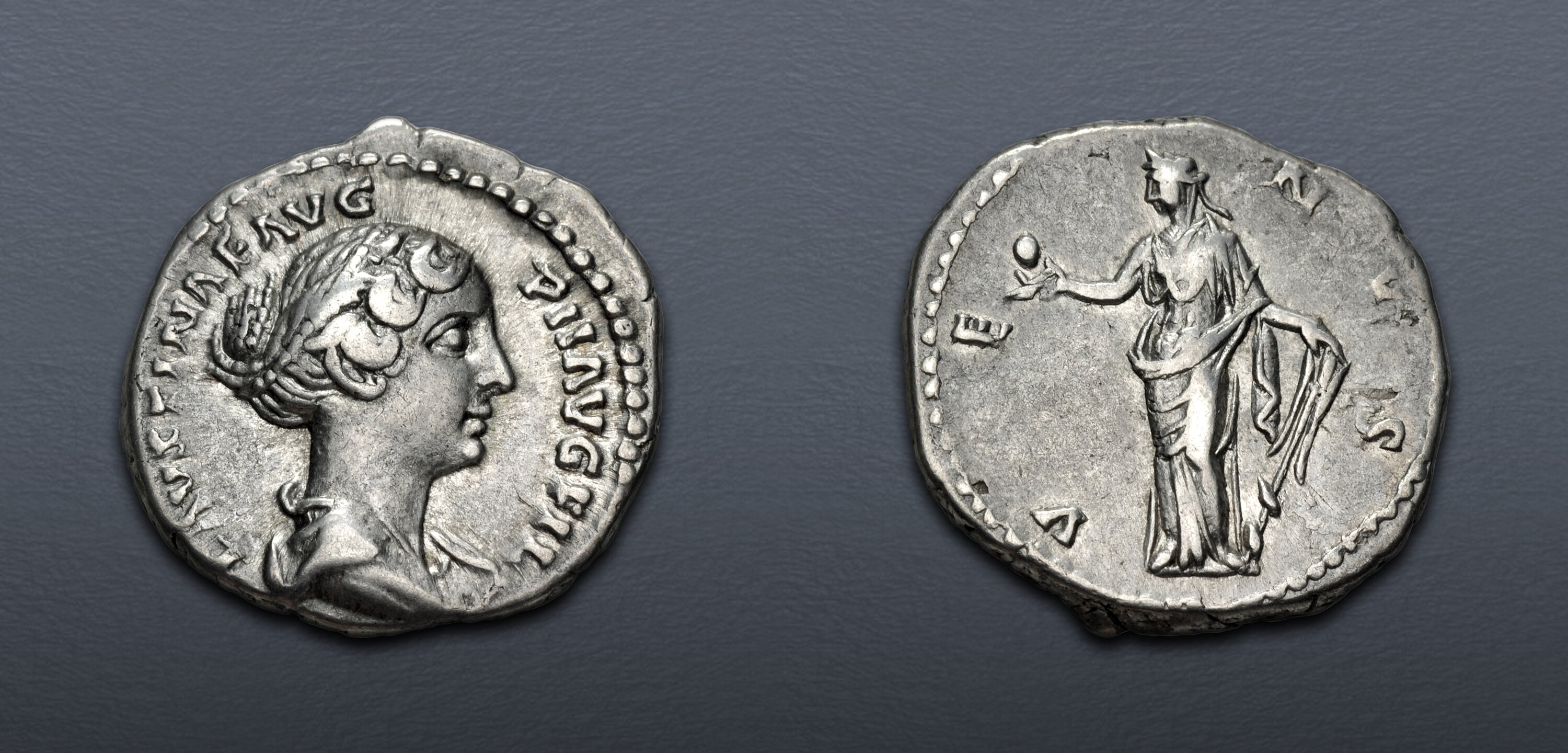 Faustina Junior. Augusta, AD 147-175. AR Denarius (17mm, 3.40 g, 6h ...