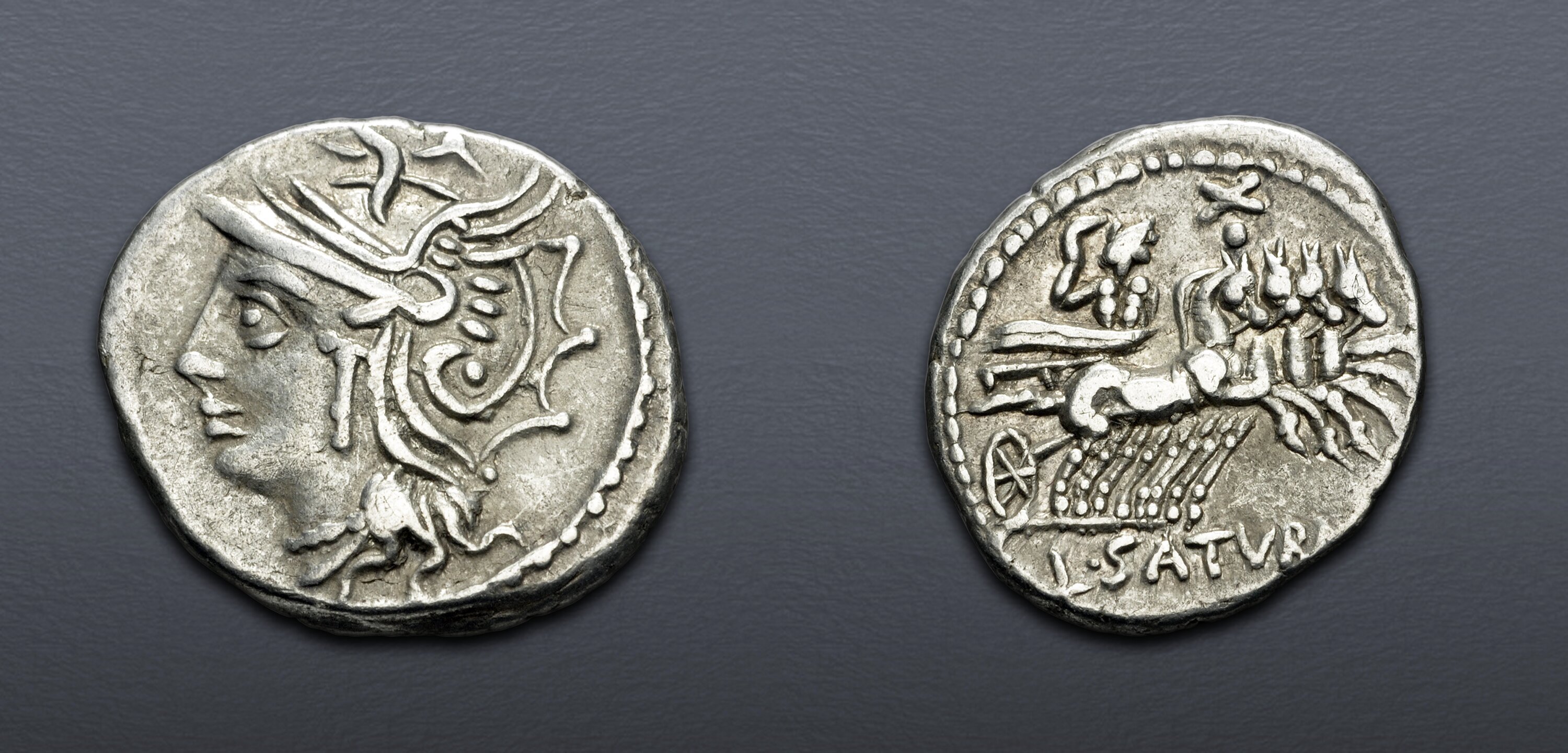 Lucius Appuleius Saturninus. 104 BC. AR Denarius (20mm, 3.75 g, 1h ...