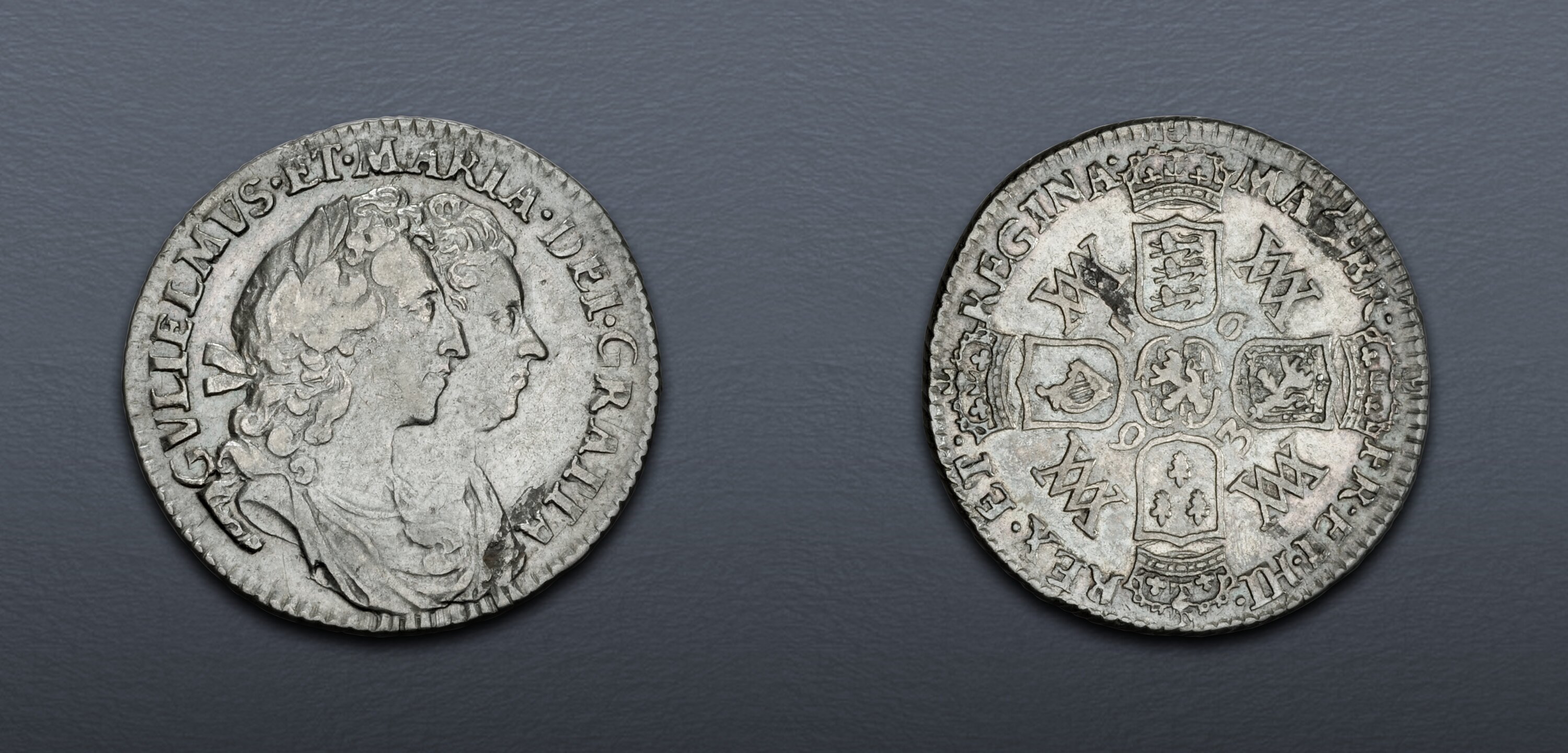 STUART (ORANGE). William III & Mary. 1688-1694. AR Sixpence. Dated 1693 ...