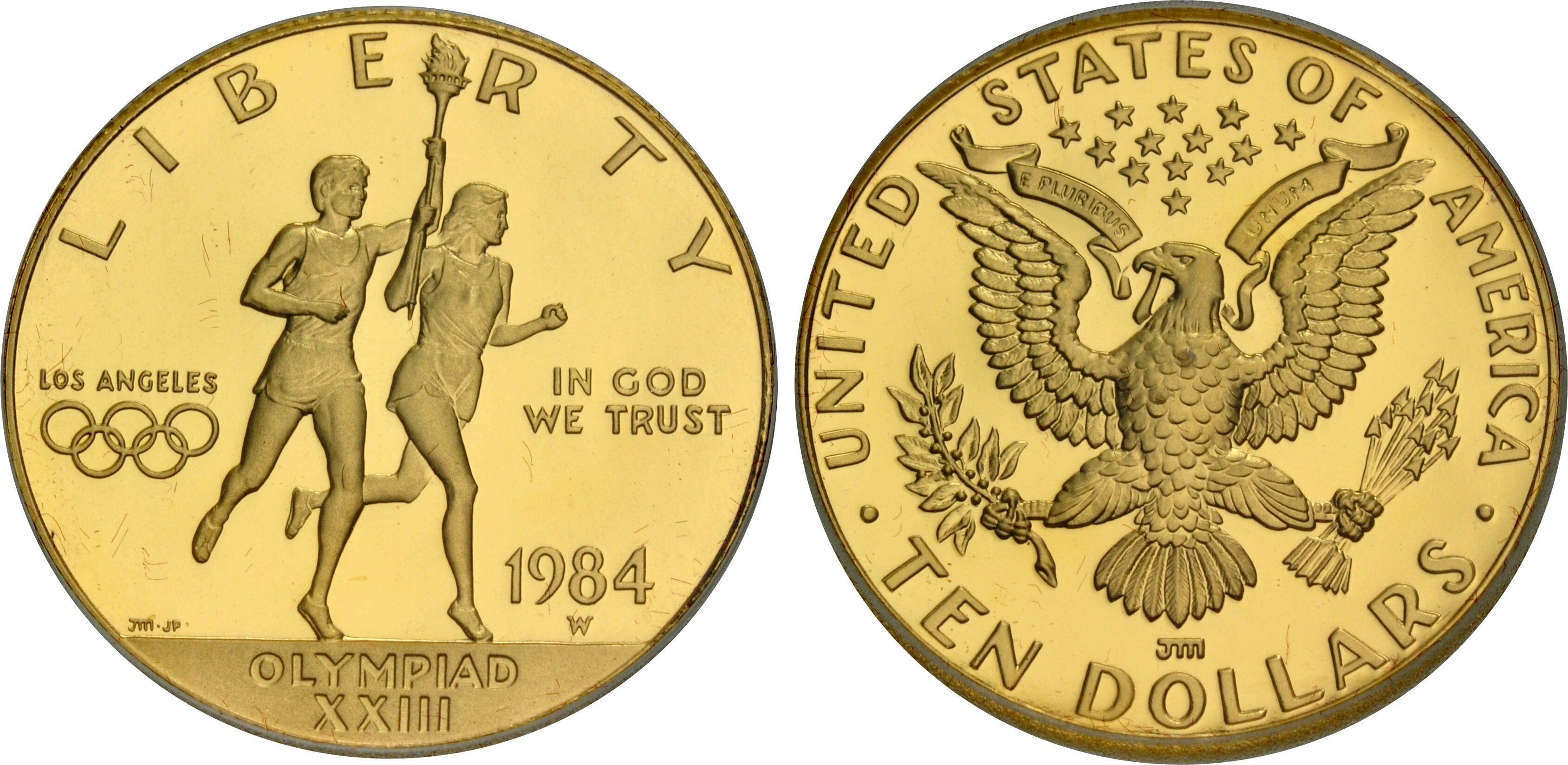 Modern Commemoratives. 1983-1984 Olympic Gold and Silver Three-Coin Set ...