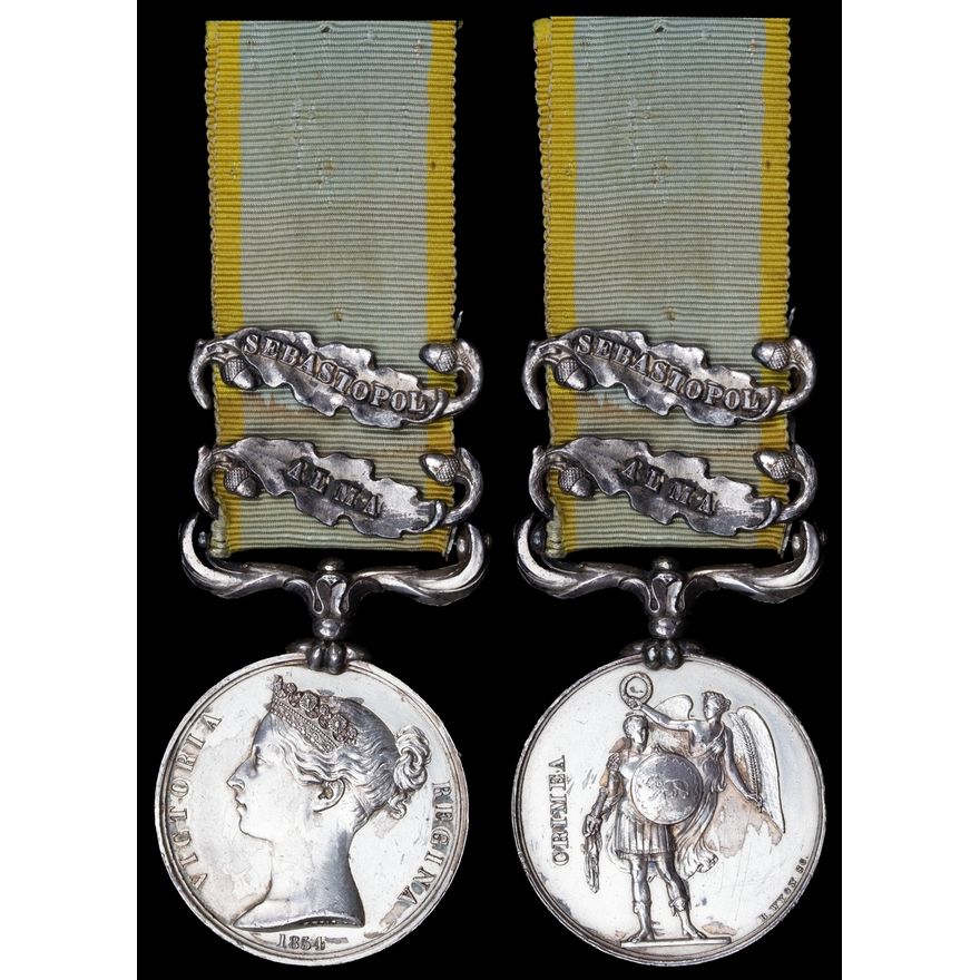 The Crimea Medal awarded to Private E. Swain, Coldstream Guards, who ...